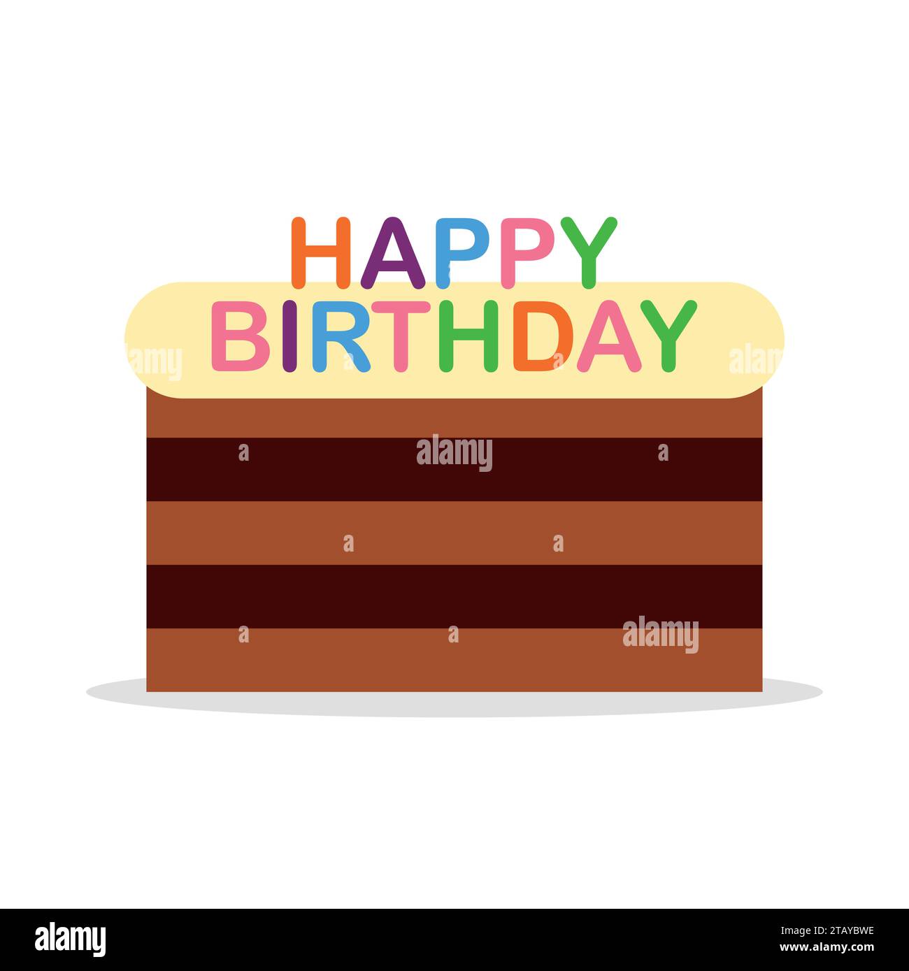 Birthday cake with cream flat icon isolated on white background ...