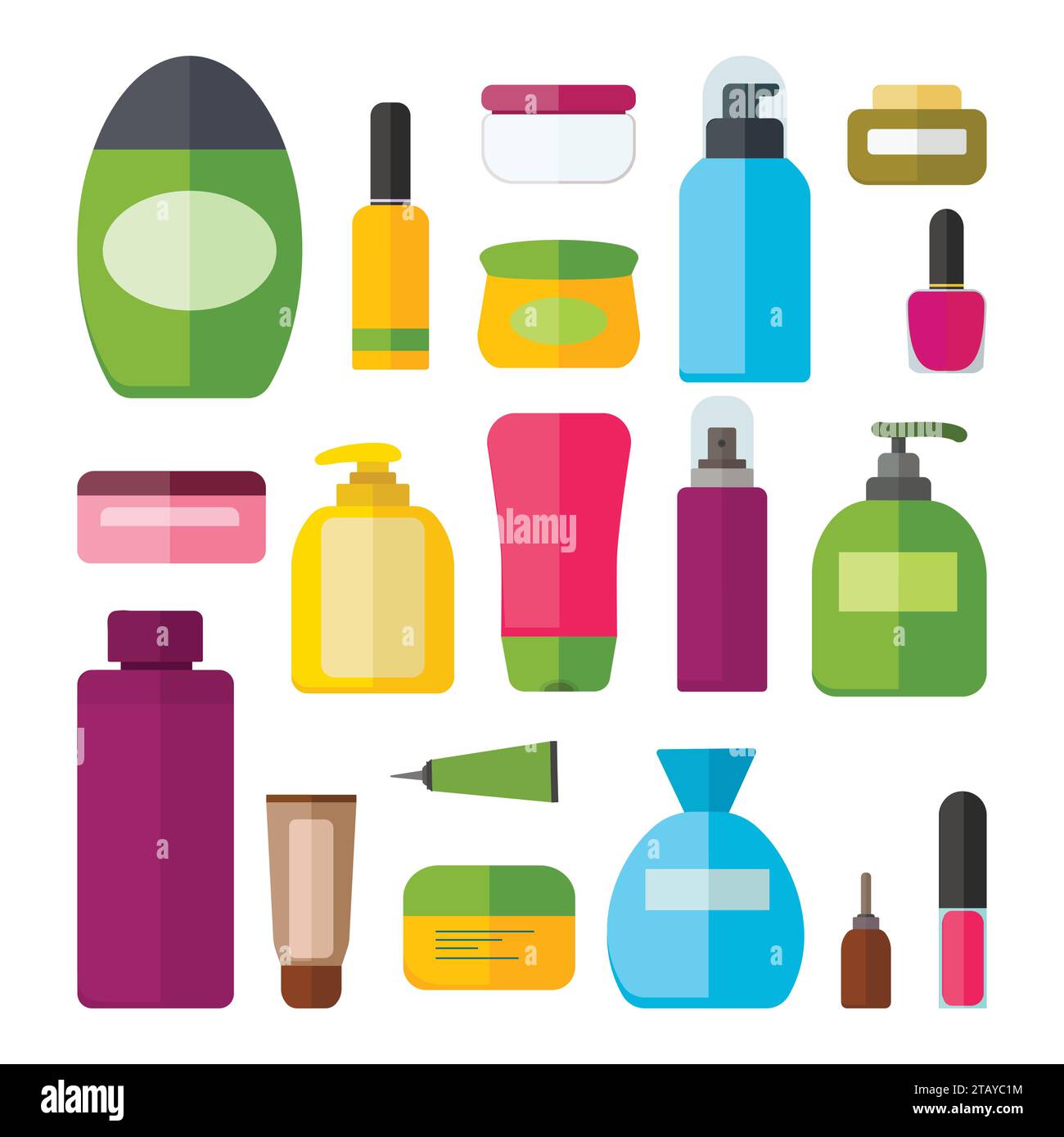 Set of vector colorful cosmetic bottles. Tubes and vials cosmetics ...