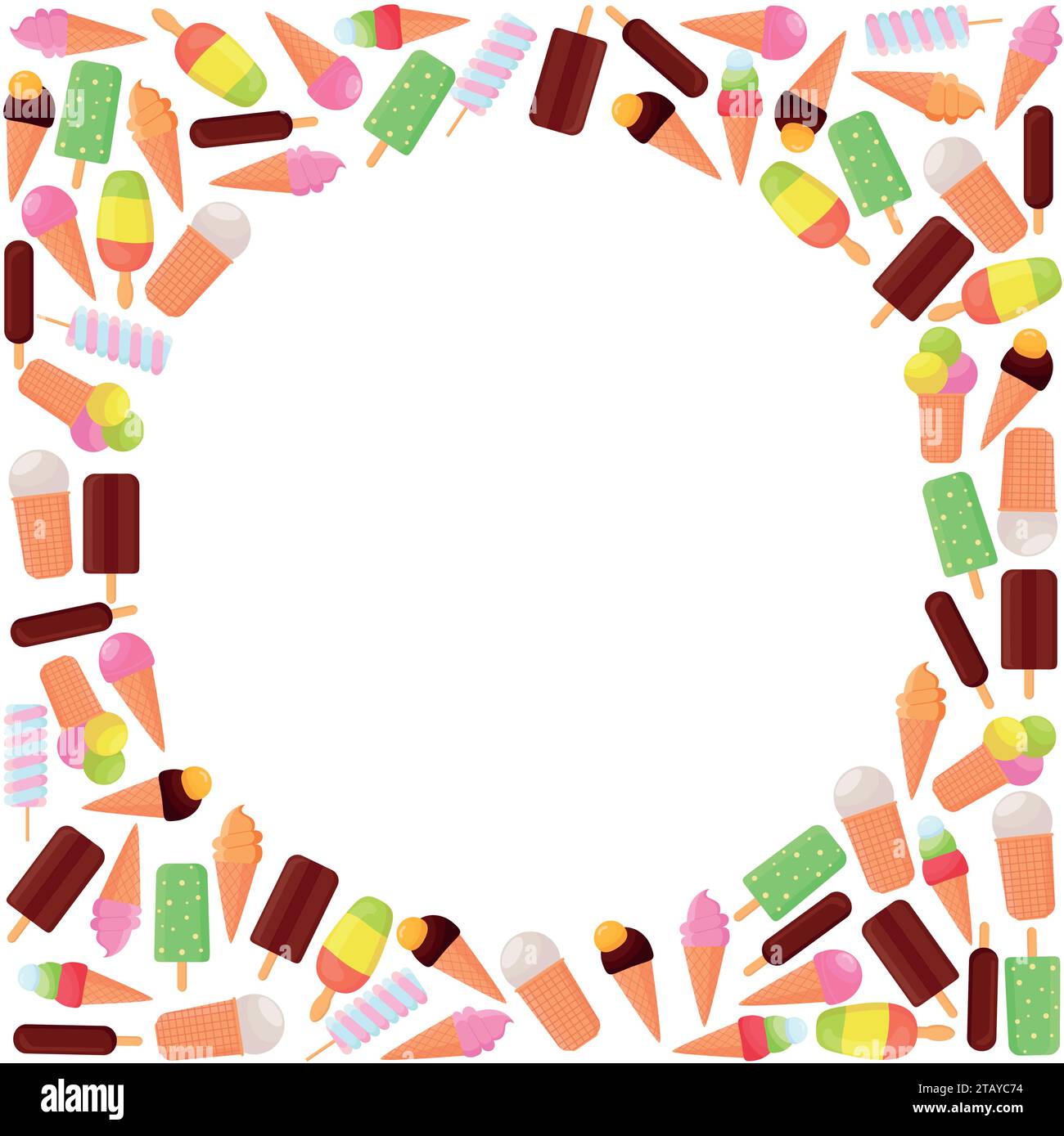 Ice cream frame background. Dairy product from cream or milk, sugar ...