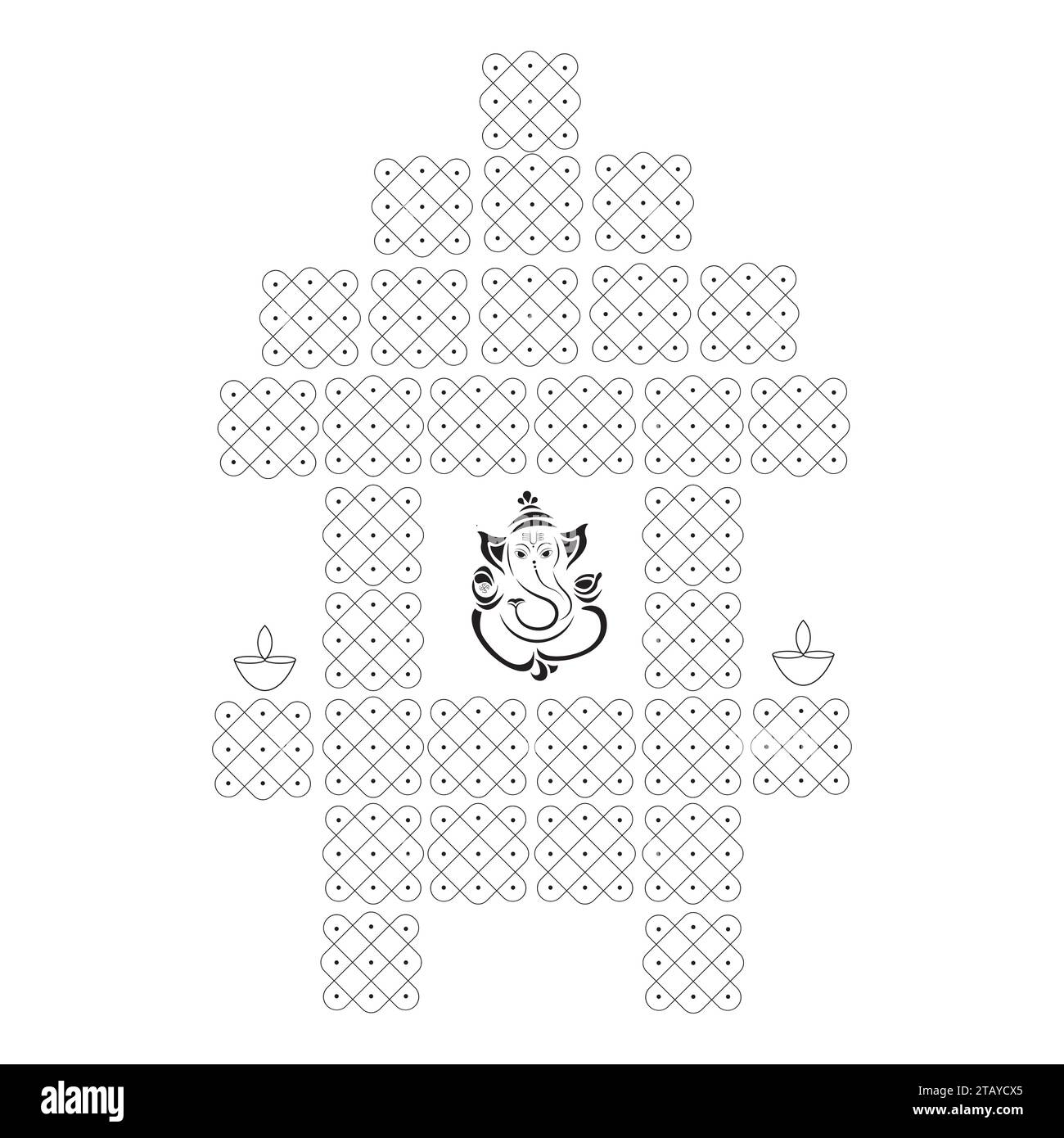 illustration of a Hindu God Vinayaha Ganapati with rangoli Kolam Stock ...