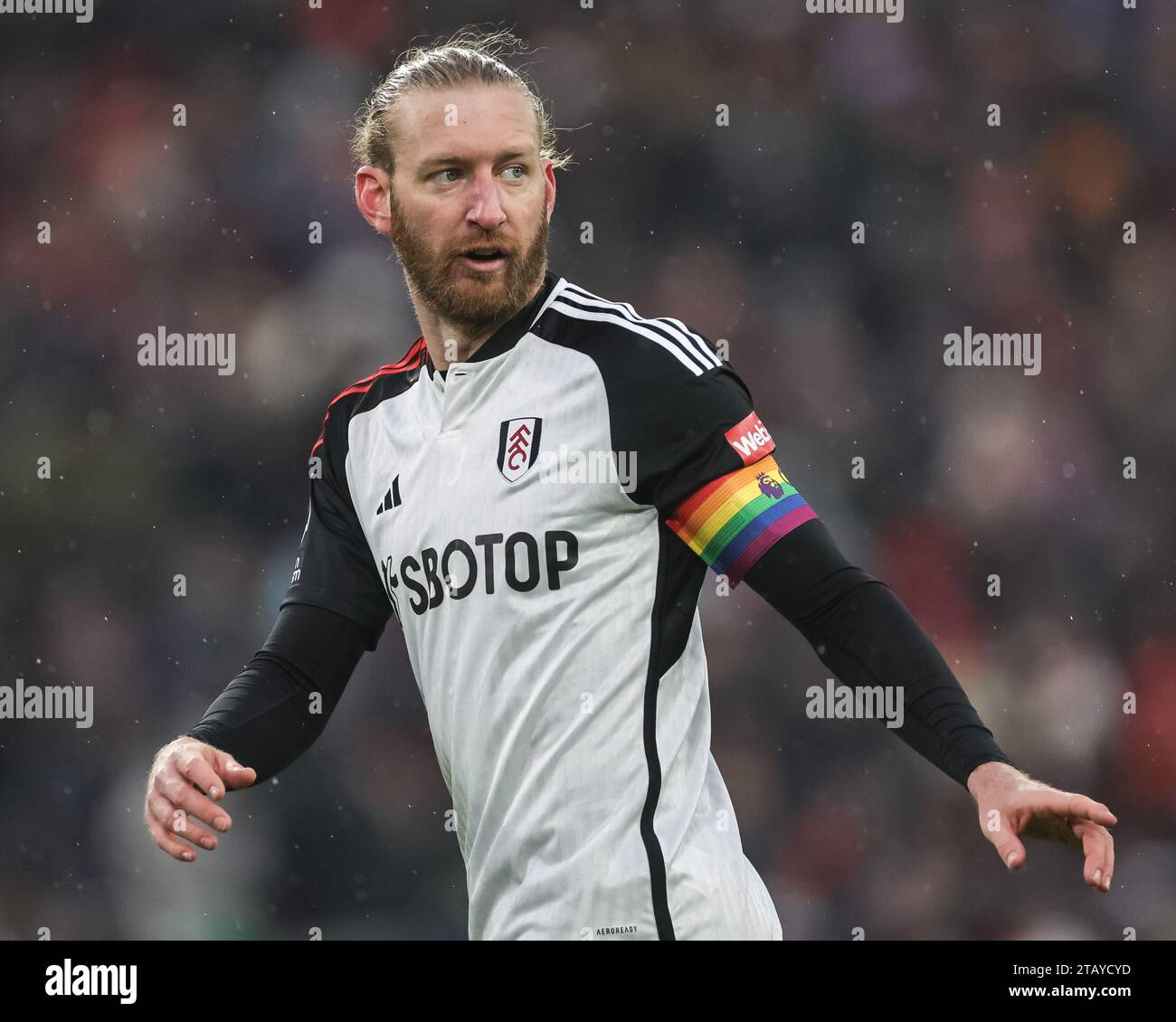Tim Ream #13 of Fulham during the Premier League match Liverpool vs ...