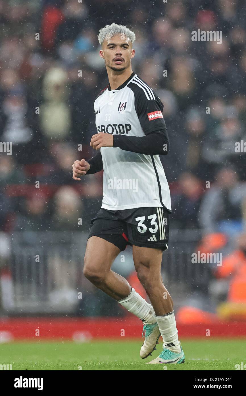 Antonee Robinson #33 of Fulham during the Premier League match ...