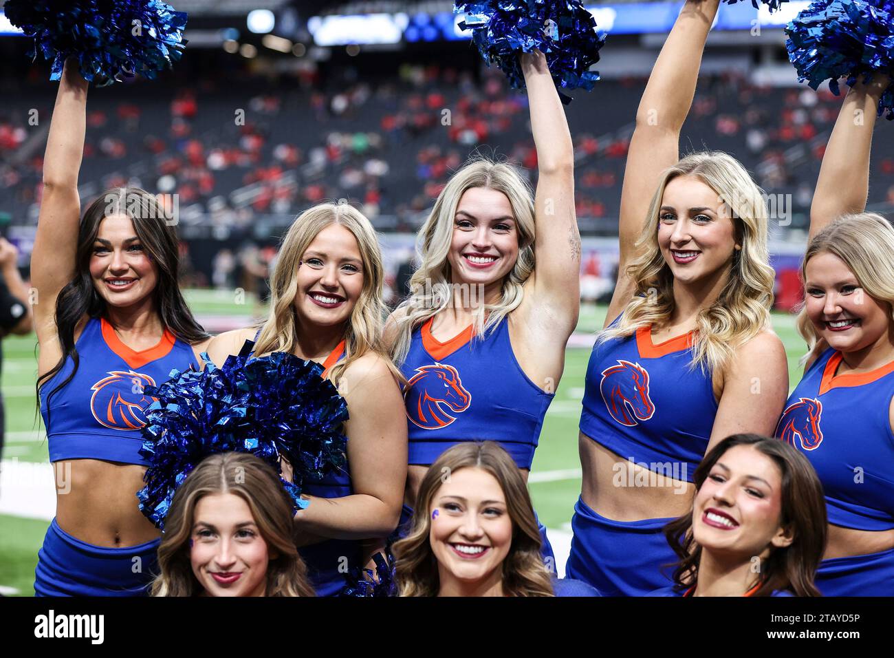 December 02, 2023: Boise State Broncos cheerleaders pose for a photo ...