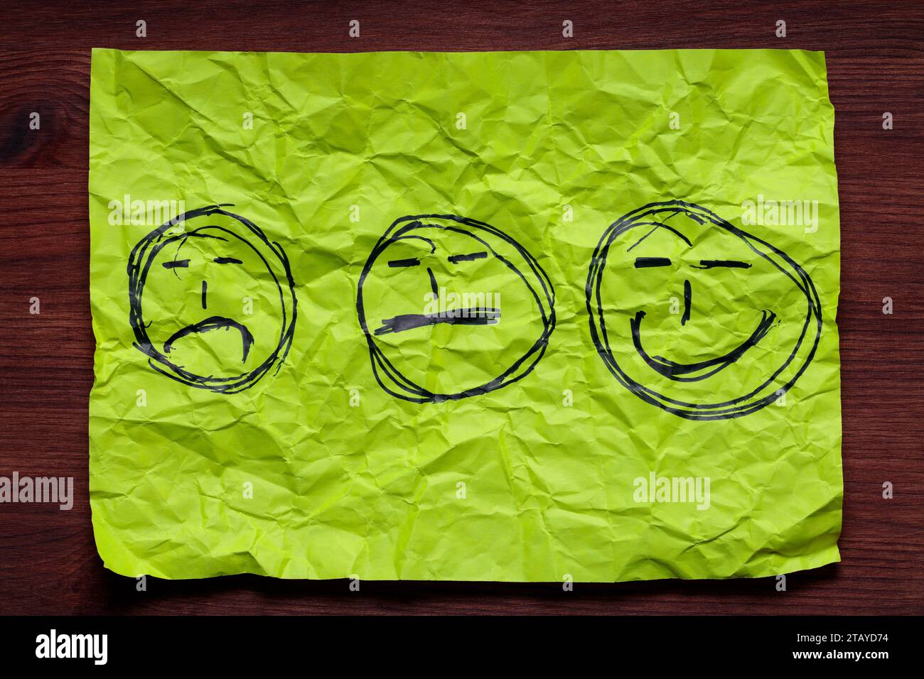 Hand-Drawn Smiley Emotions on Colored Paper Stock Photo - Alamy