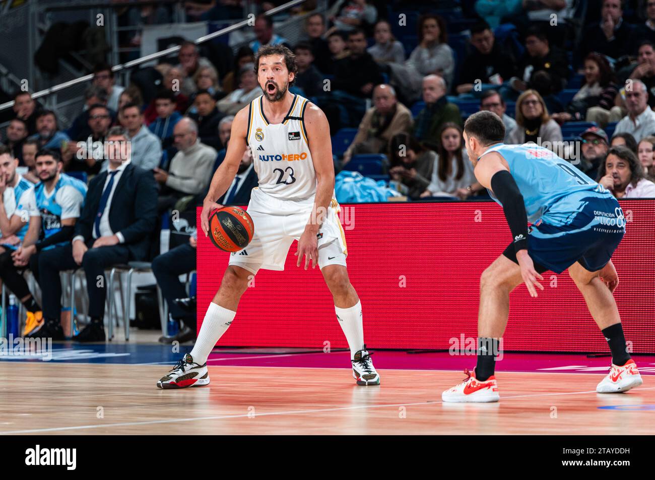 Madrid, Spain. 03rd Dec, 2023. Sergio Llull of Real Madrid seen in action during the Liga Endesa ...