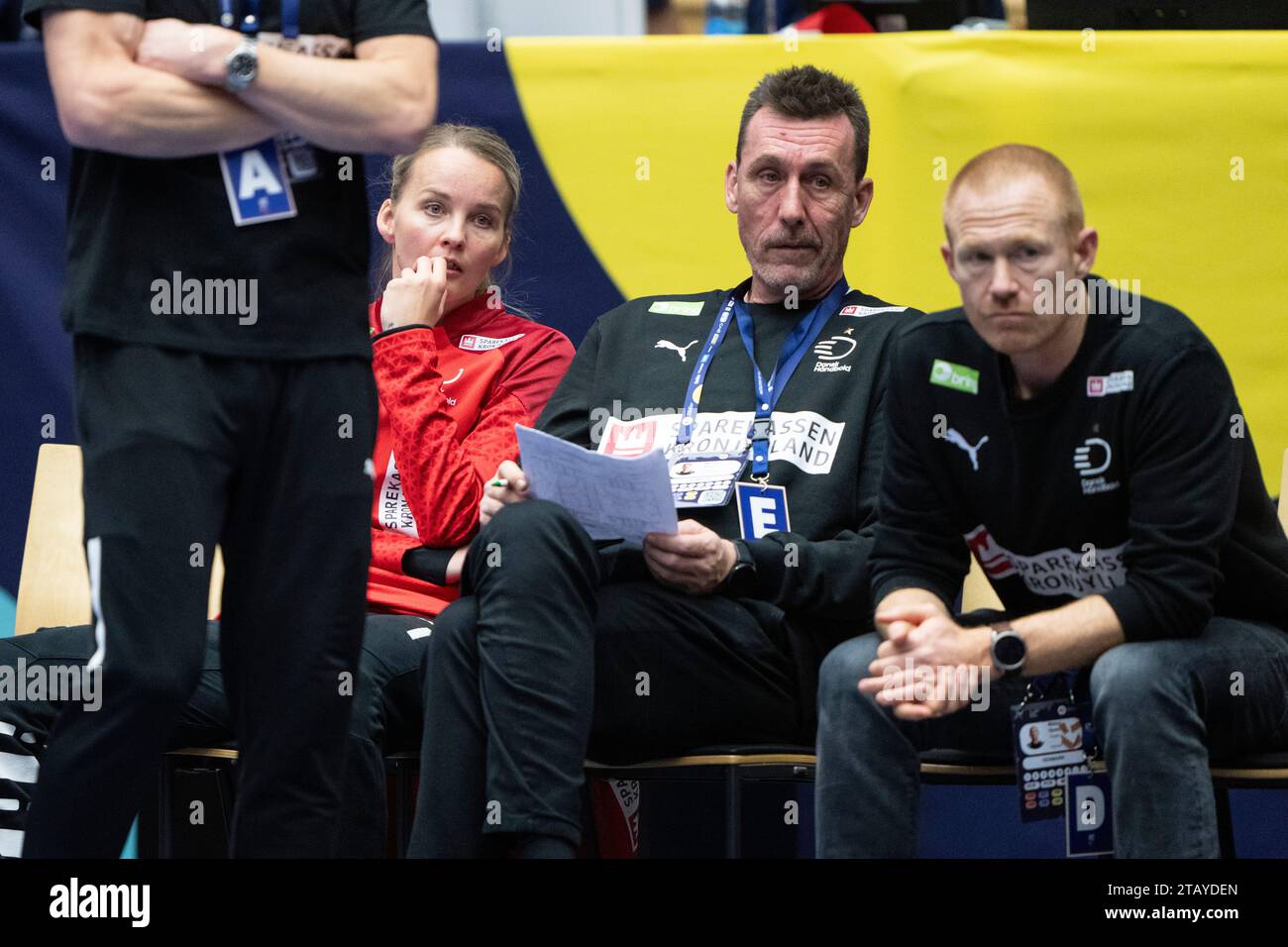 Denmark's goalkeeper Sandra Toft watches from the bench during the ...