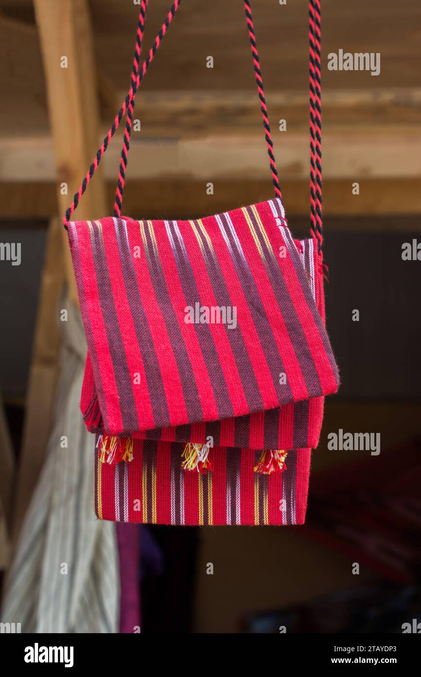 Traditional style handmade woven bags made of fabric Stock Photo - Alamy