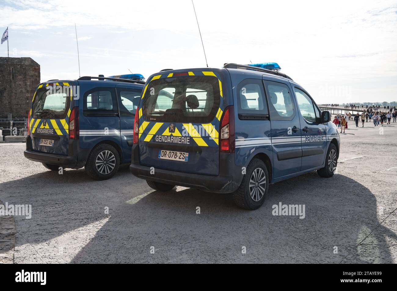 Detail of two French police van Peugeot Partner Multisapce 2nd gen B ...