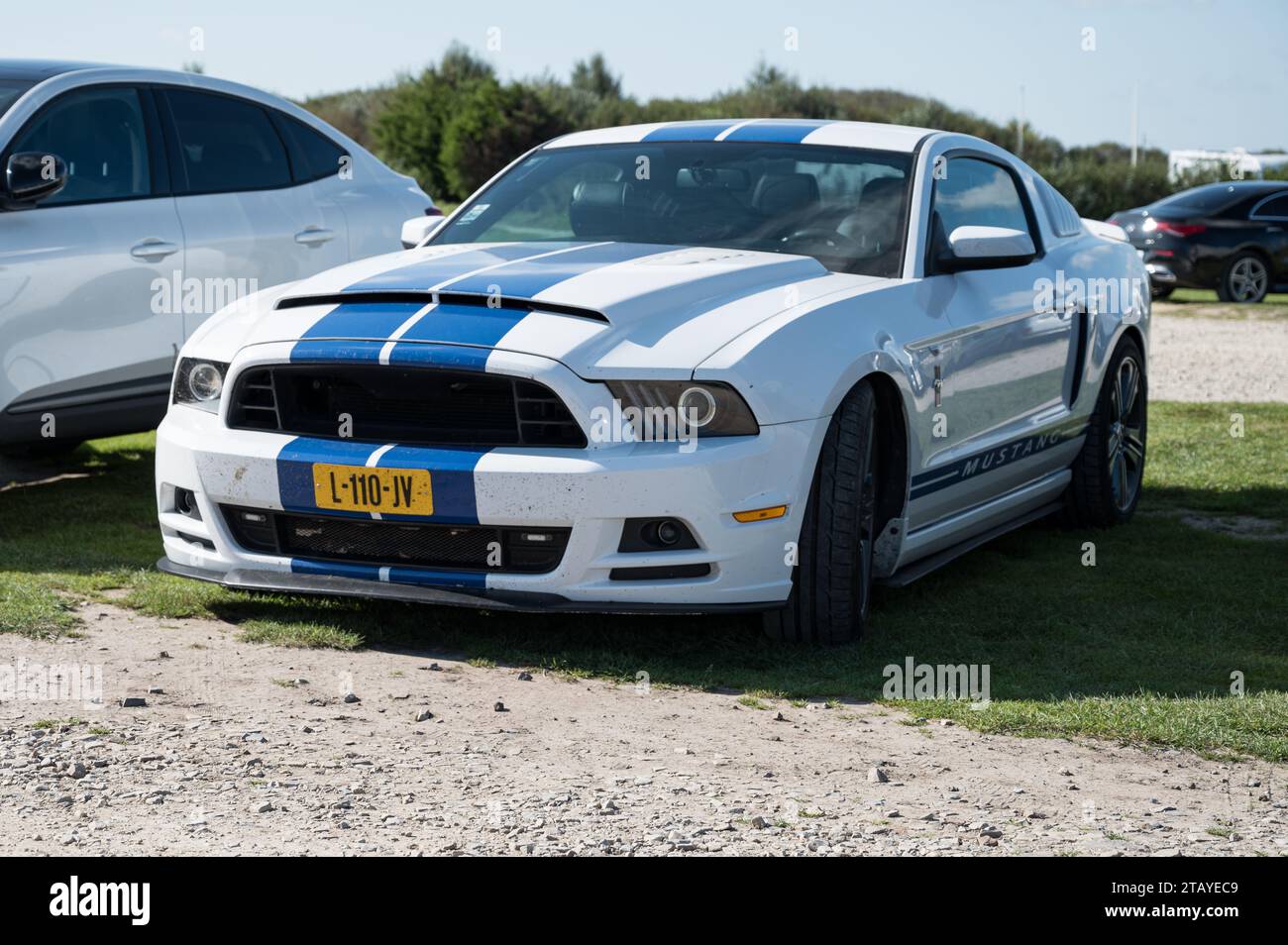 An out of focus photo of a typical fifth generation Ford Mustang ...
