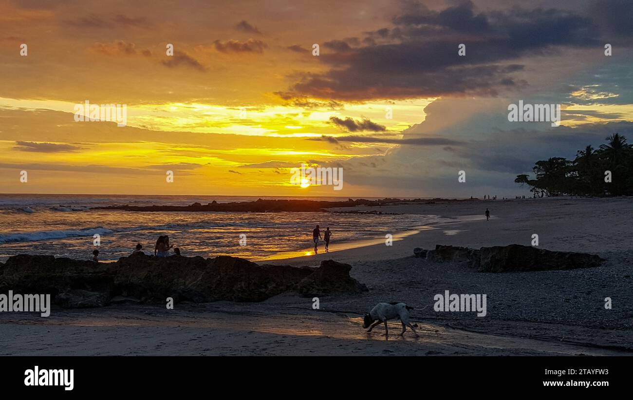 Costa Rica beach in sunset Stock Photo - Alamy