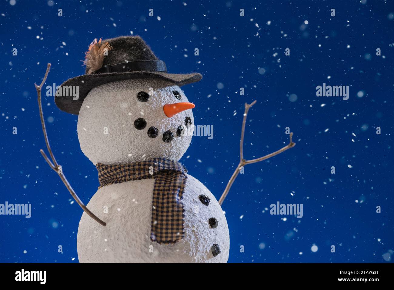 Snowman wearing a green hat hi-res stock photography and images - Alamy