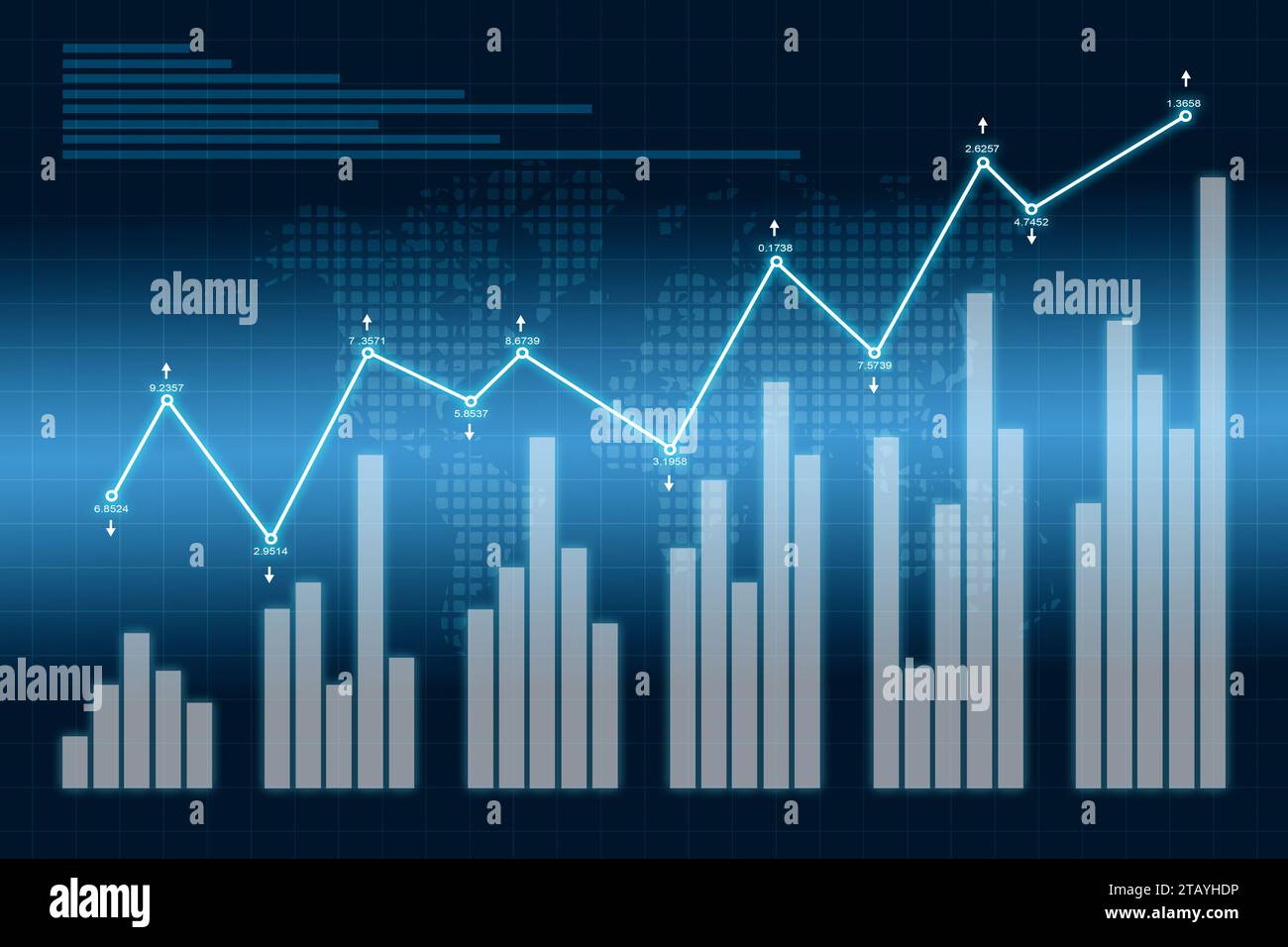 Banking account, statistics and investment analytic hologram on virtual ...