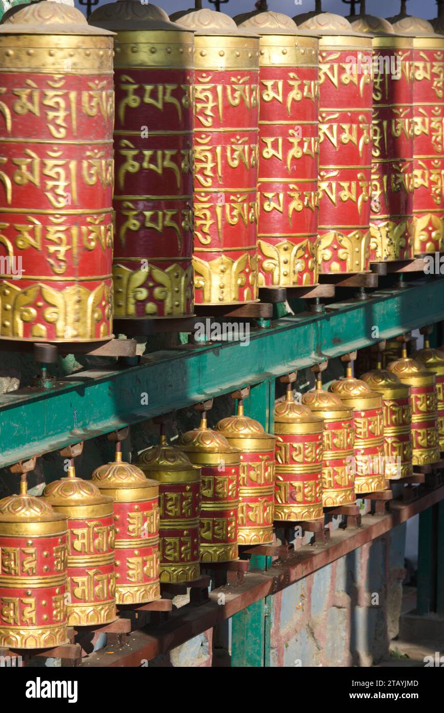 Nepal, Kathmandu Valley, Swayambhu, Amideva, Buddha Park, prayer wheels ...