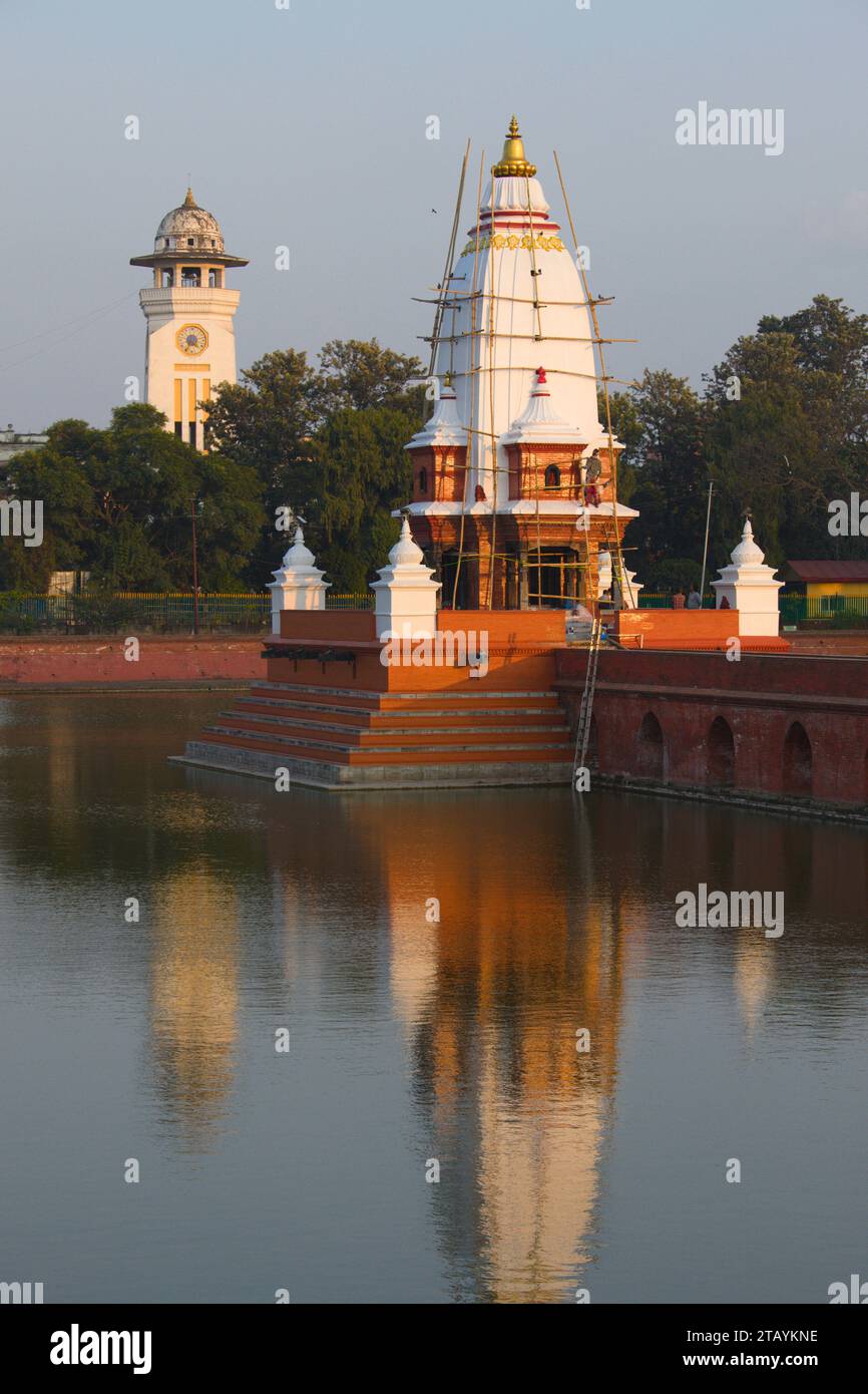 Nepal, Kathmandu, Rani Pokhari, Queen's Pond, Clock Tower Stock Photo ...