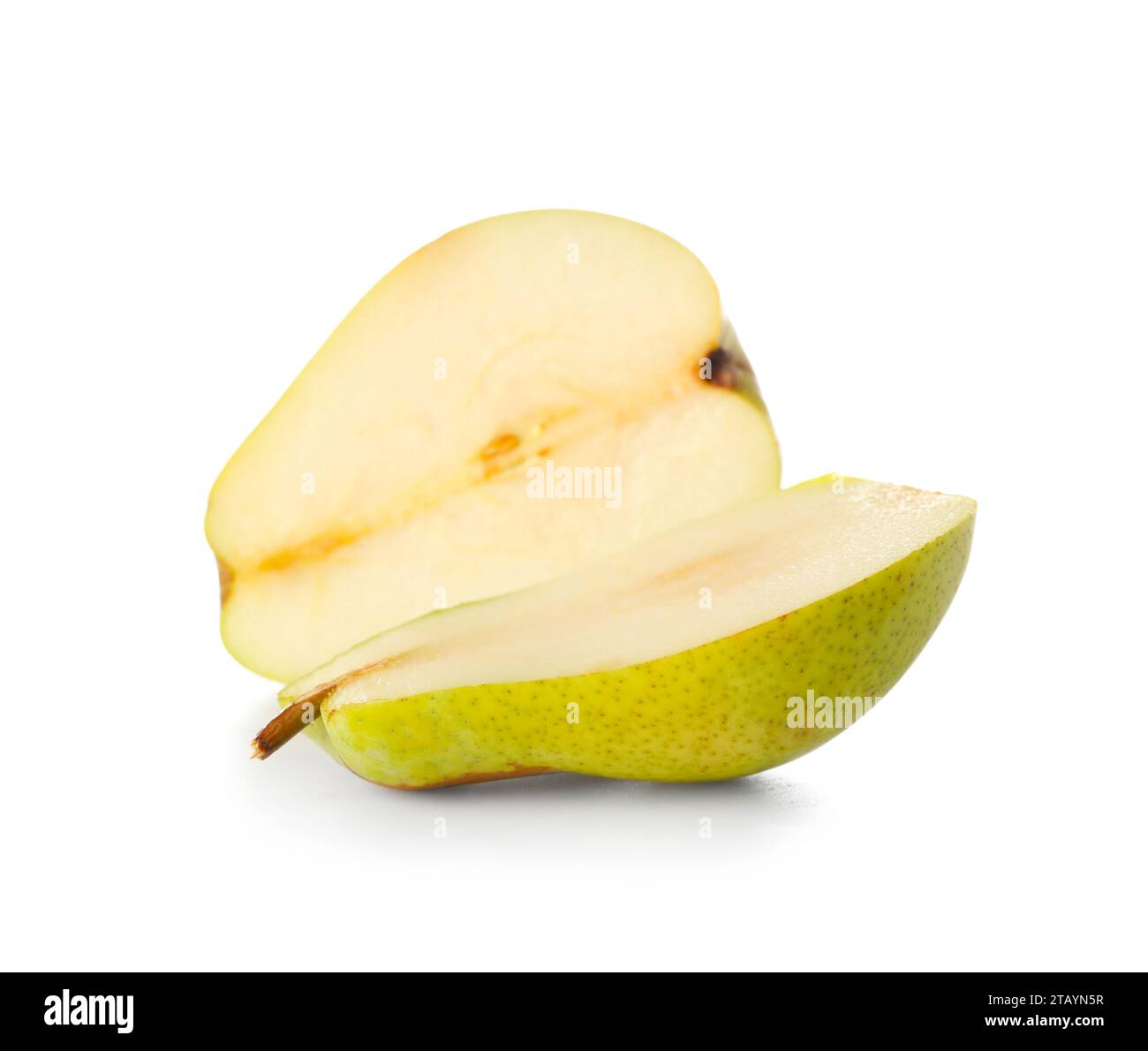 Halves of ripe pear isolated on white background Stock Photo - Alamy