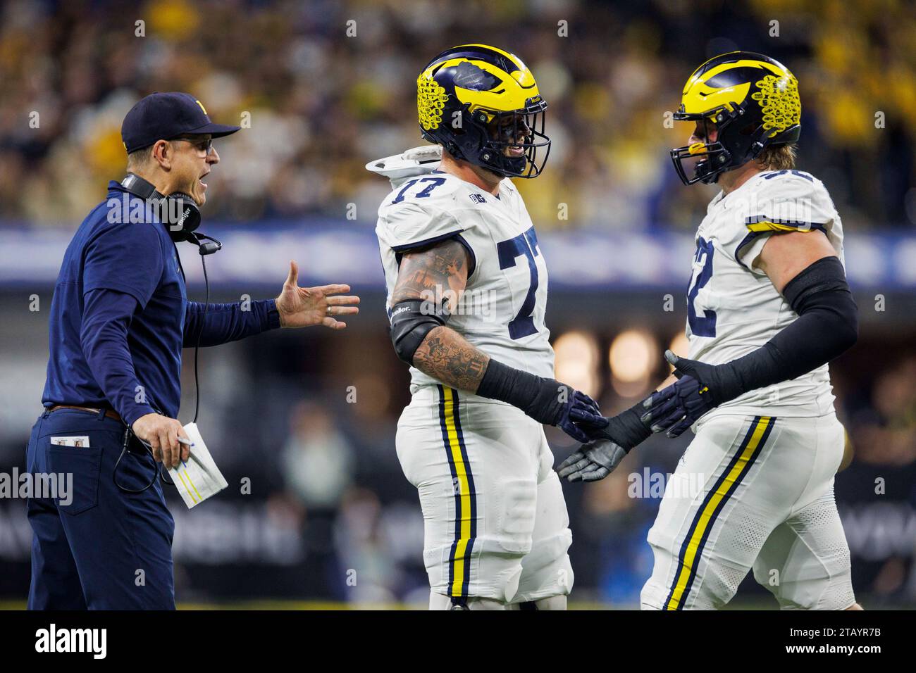 Indianapolis, Indiana, USA. 02nd Dec, 2023. Michigan head coach Jim ...