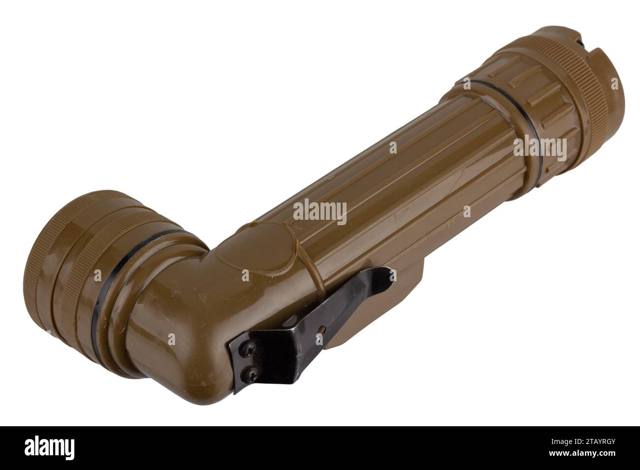 vintage military style flashlight isolated on white background Stock ...