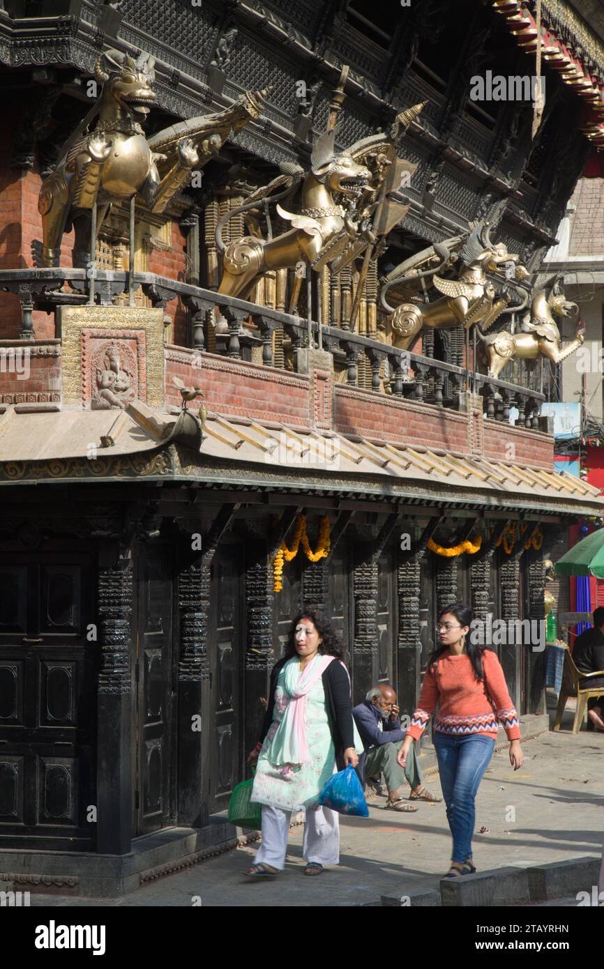 Nepal, Kathmandu, Indra Chowk, Akash Bhairab, hindu temple Stock Photo ...