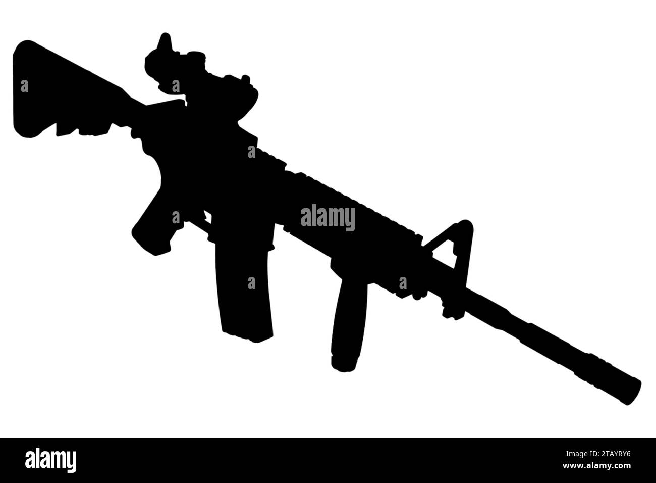 M4 Carbine with optic sight and foregrip black silhouette Stock Photo ...