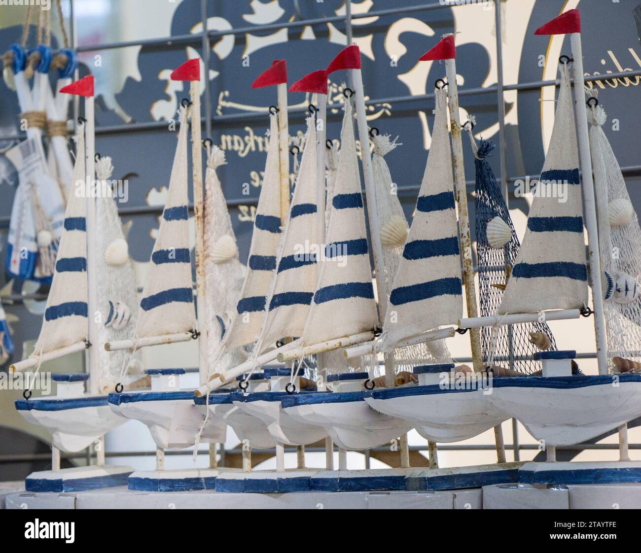Set of small colorful model boats Stock Photo - Alamy