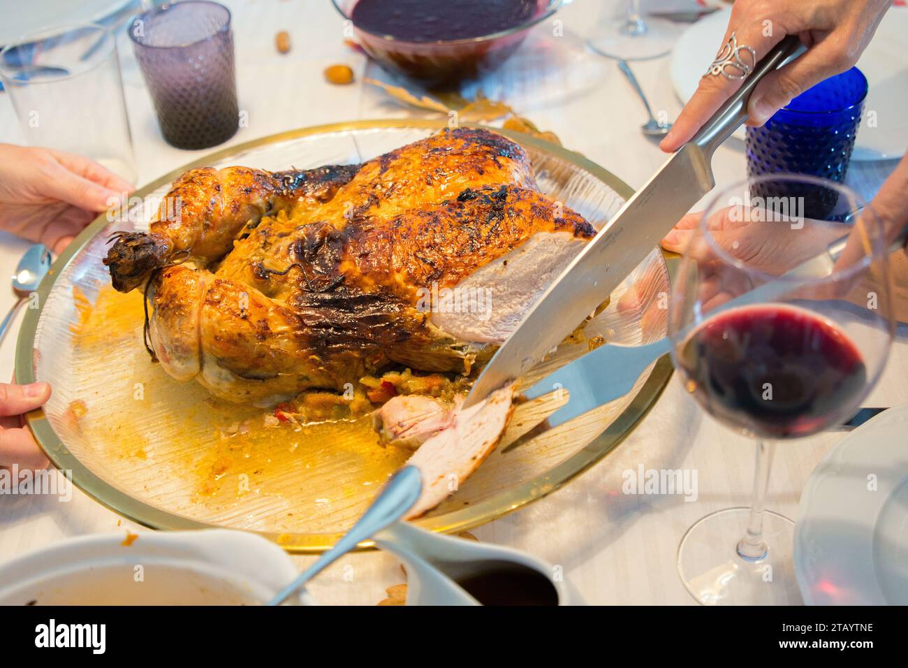 Christmas meal turkey wine hi-res stock photography and images - Alamy