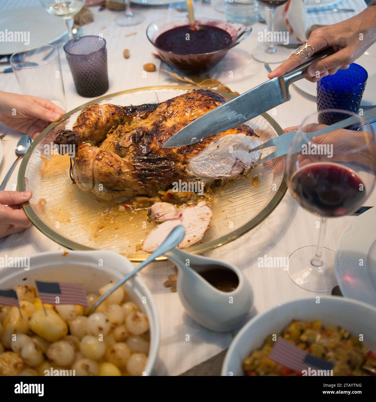 Family meal home table america hi-res stock photography and images - Alamy
