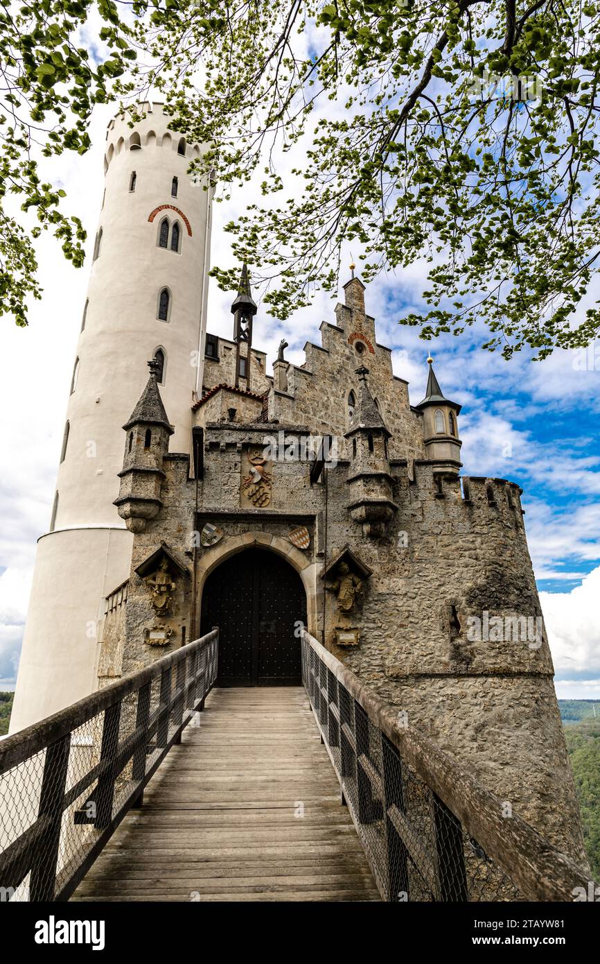 Lichtenstein Castle in Baden-Wurttemberg, Germany. Scenic panorama of ...