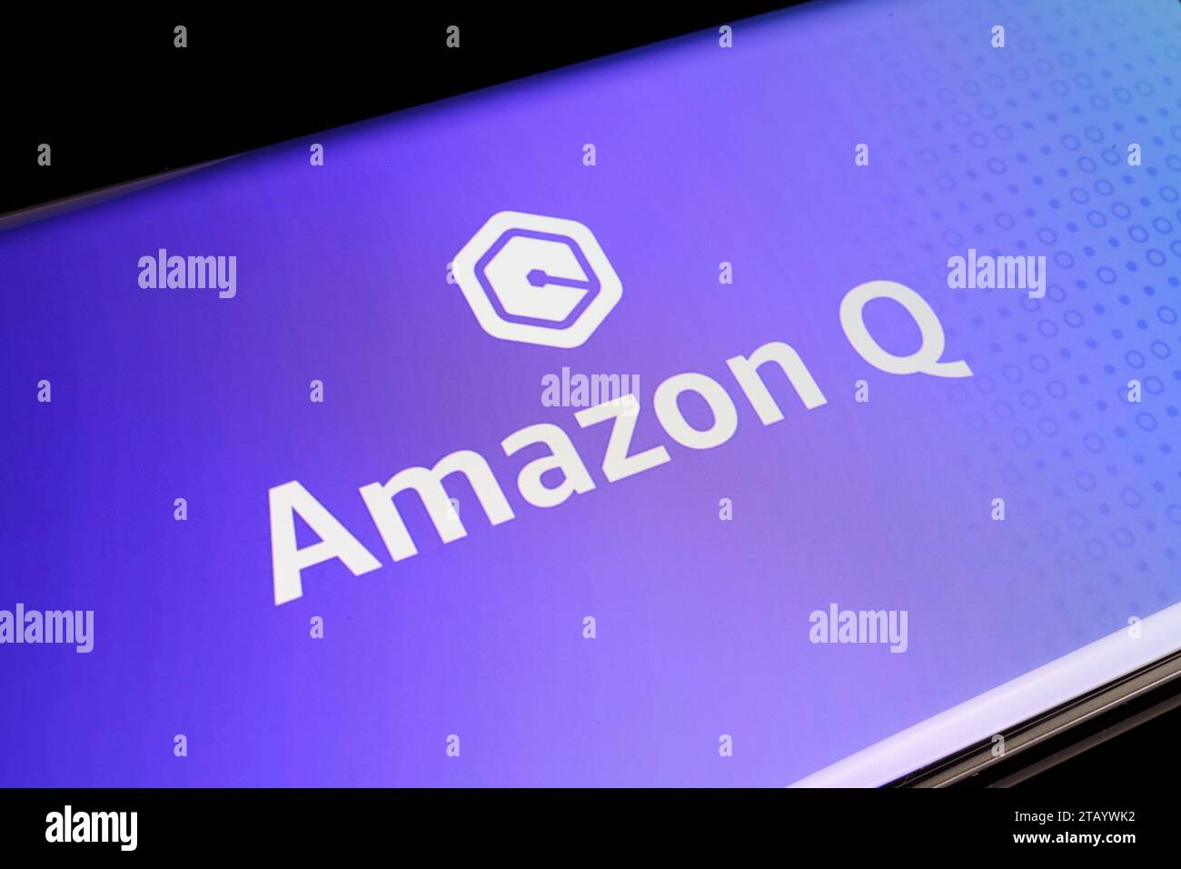 Amazon Q AI logo seen on smarphone screen. New generative AI assistant, AI chatbot for ...