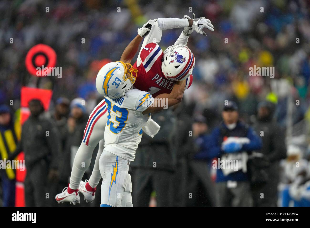 New England Patriots wide receiver DeVante Parker (1) reaches for a ...