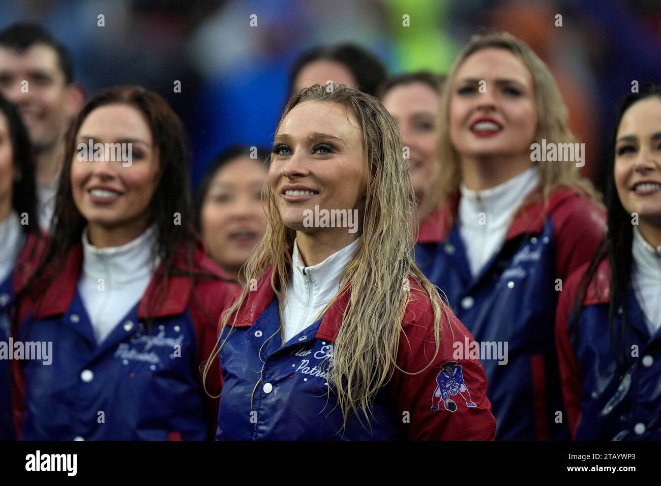 New England Patriots cheerleaders stand on the sidelines during the ...