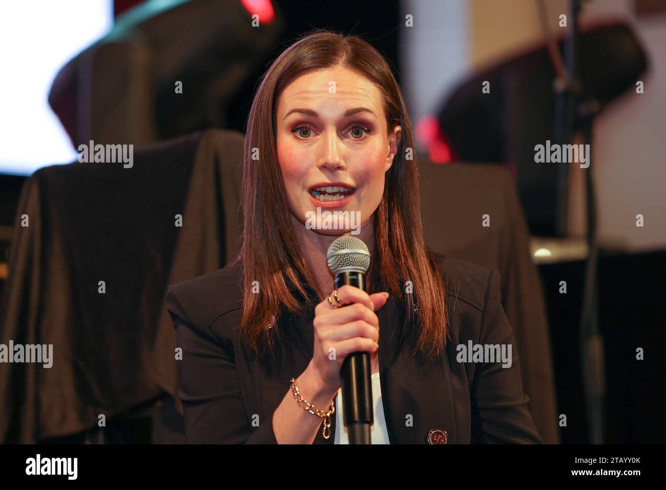 Helsinki, Finland. 02nd Dec, 2023. Former Finnish Prime Minister Sanna ...