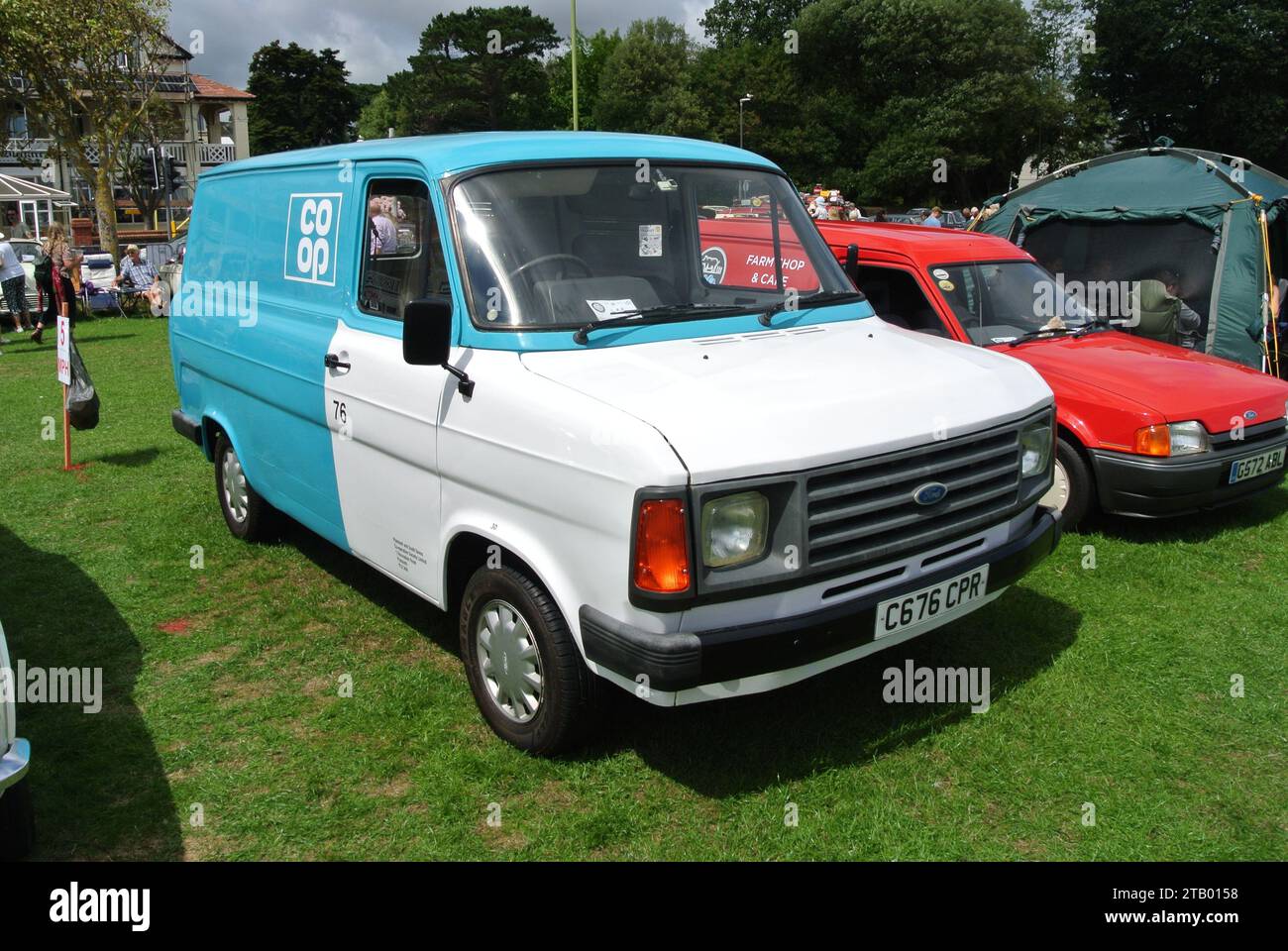 A 1985 Ford Transit van parked on display at the English Riviera ...