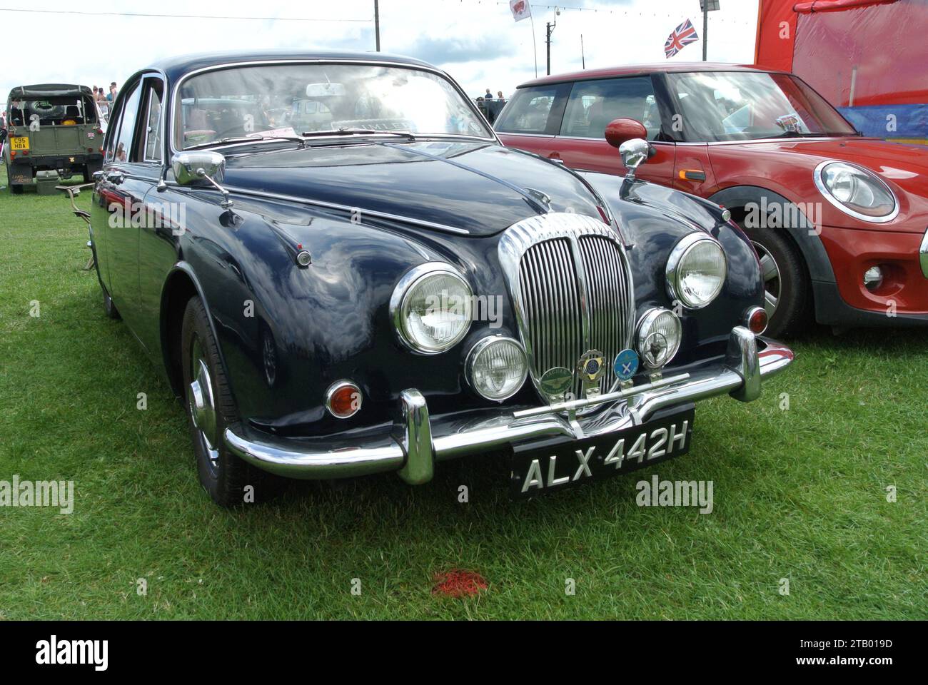 A 1969 Daimler 250 parked up on display at the English Riviera classic ...
