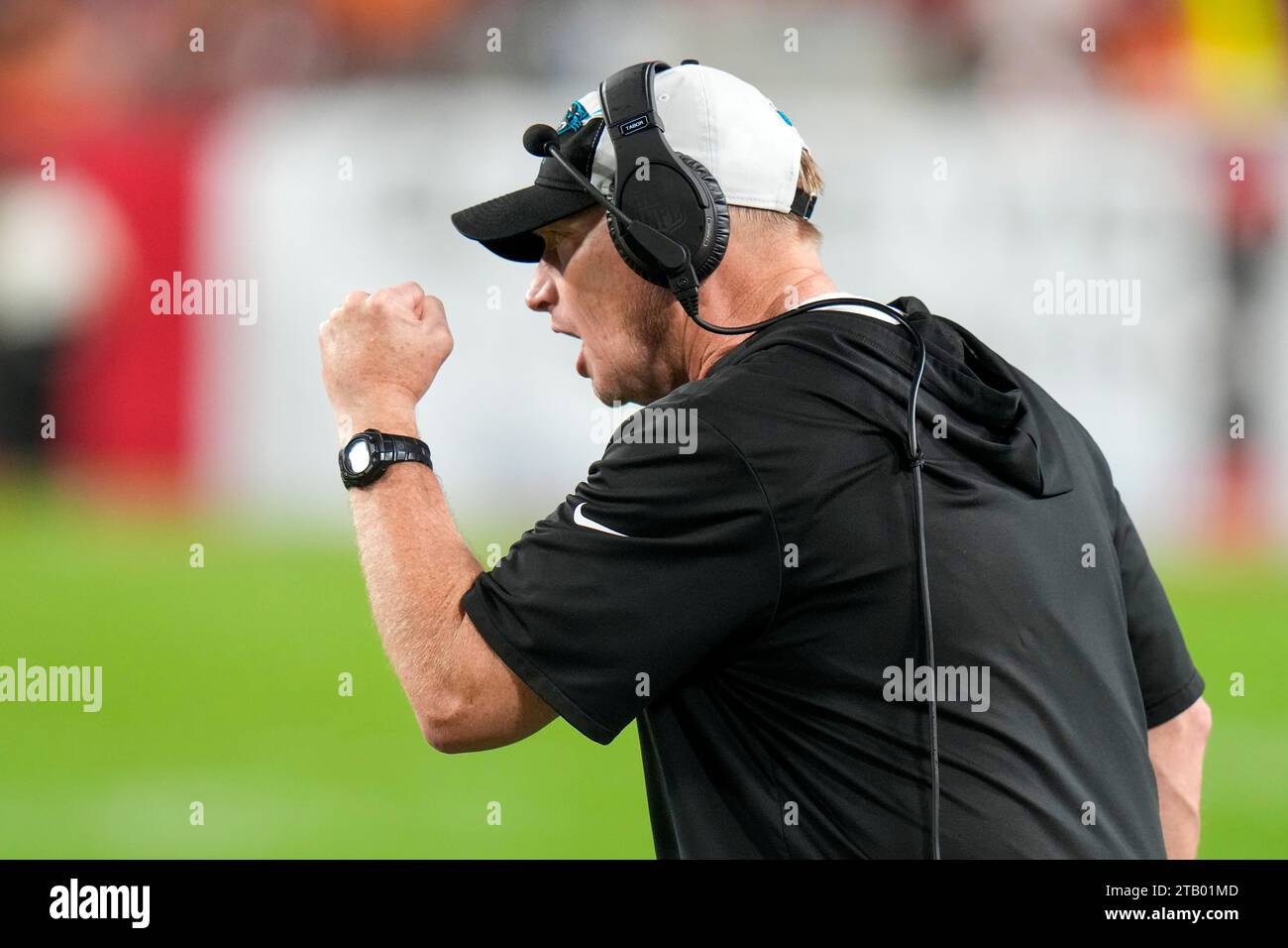Carolina Panthers interim head coach Chris Tabor yells during the ...