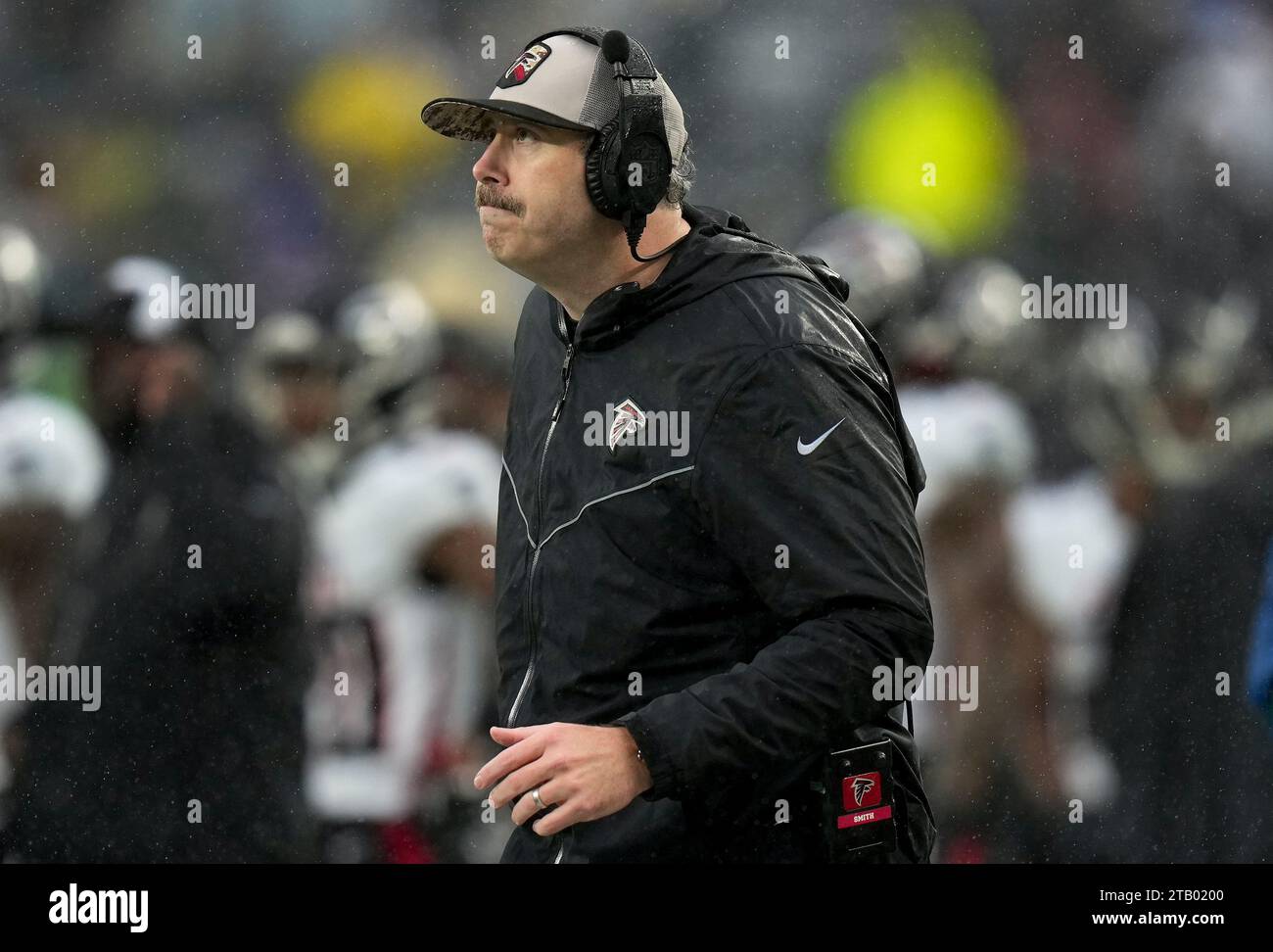 Atlanta Falcons head coach Arthur Smith watches play against the New ...