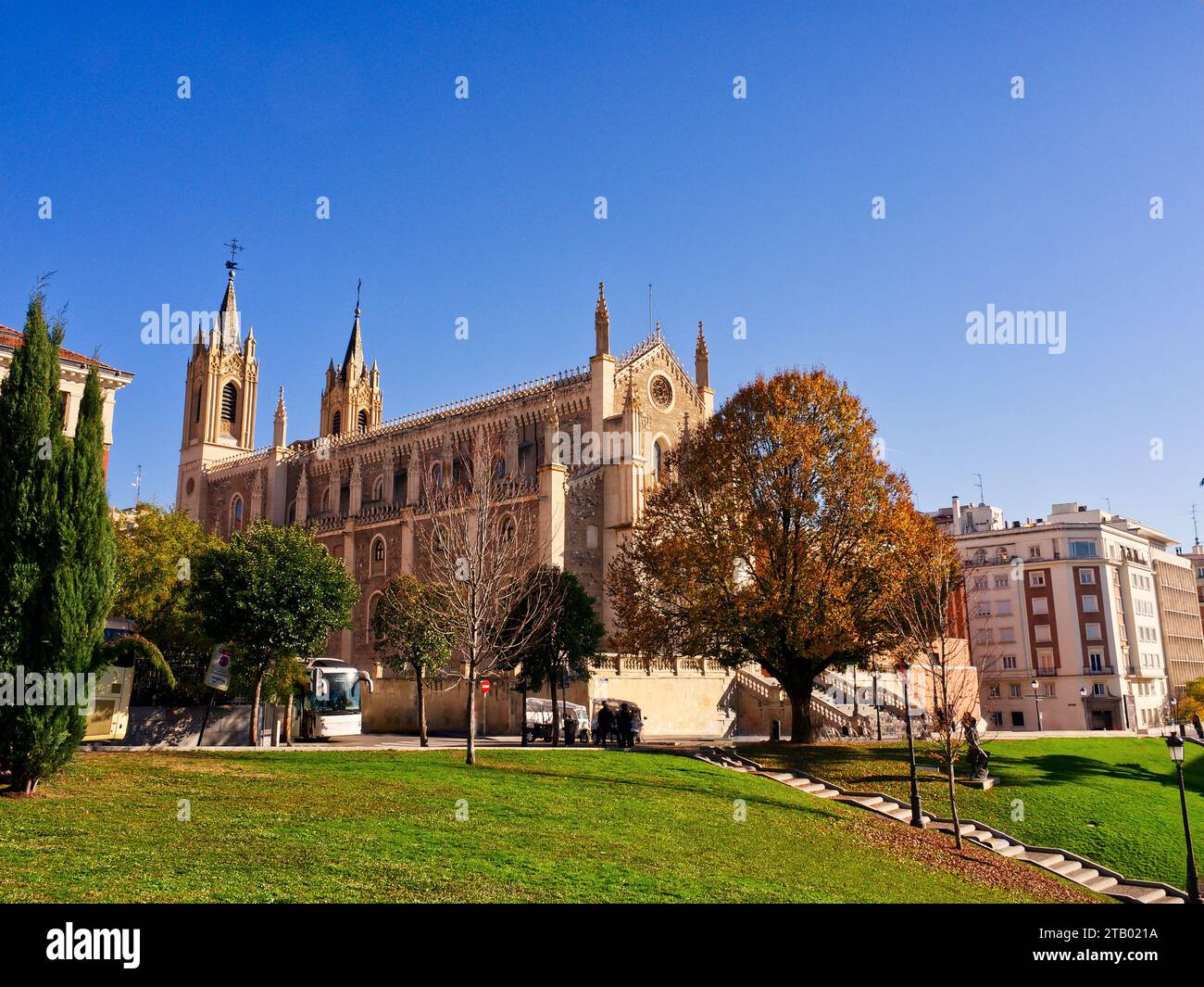 Catholic church in sunset colors, Madrid, Spain Stock Photo - Alamy