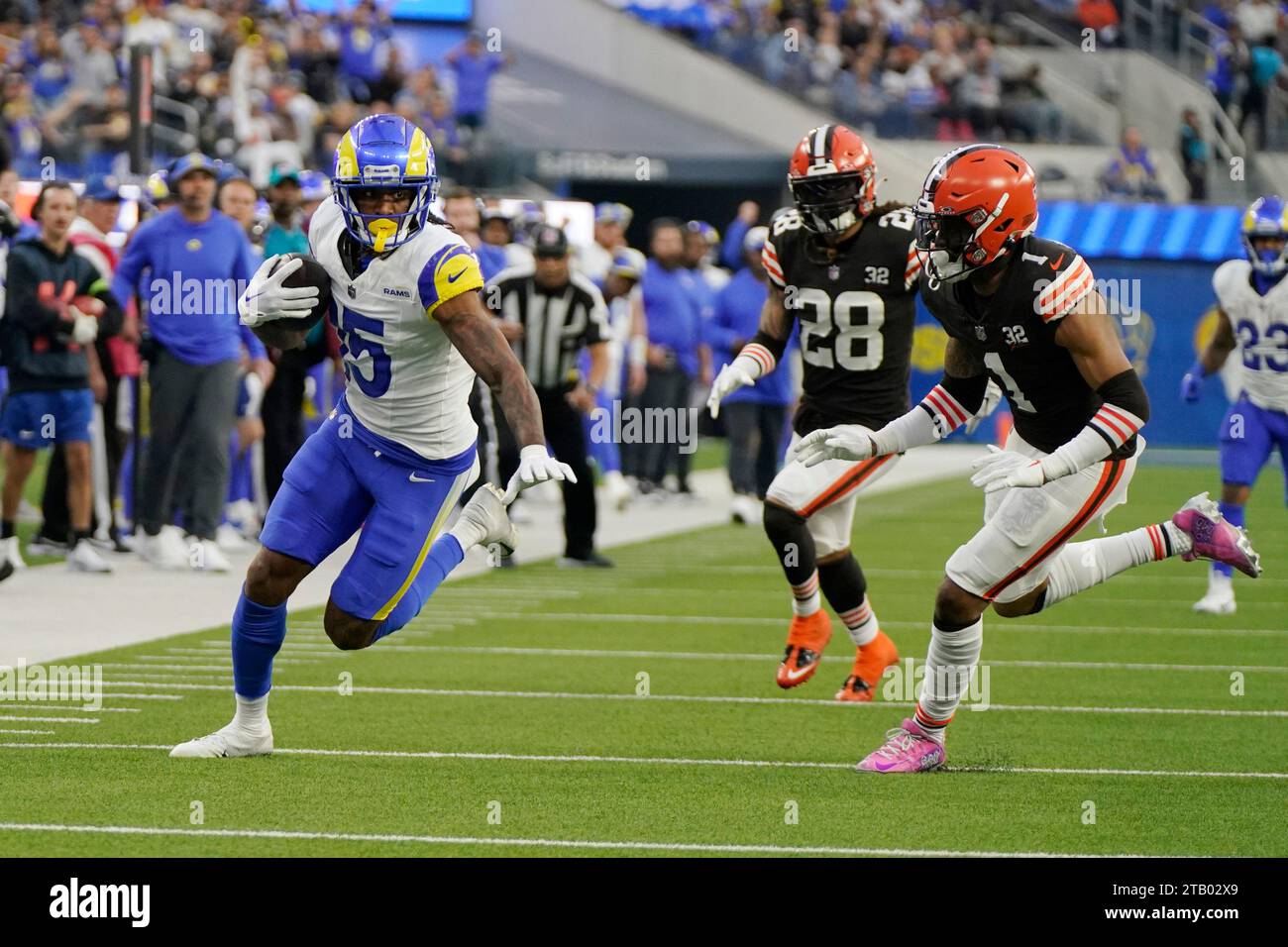 Los Angeles Rams wide receiver Demarcus Robinson (15) runs after a ...