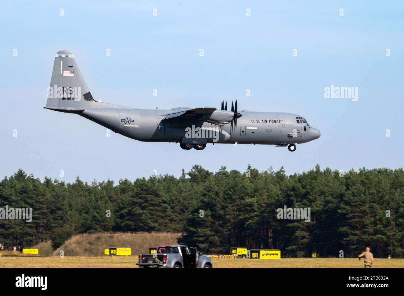 A U.S Air Force C-130J Super Hercules aircraft from the 37th Airlift ...