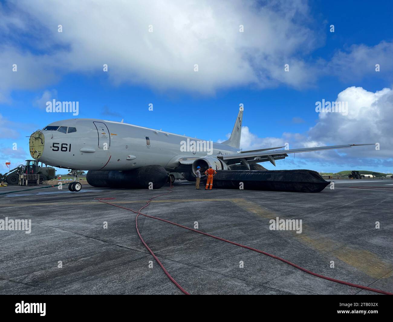 The P-8A Poseidon sits on the runway of Marine Corps Air Station Hawaii ...