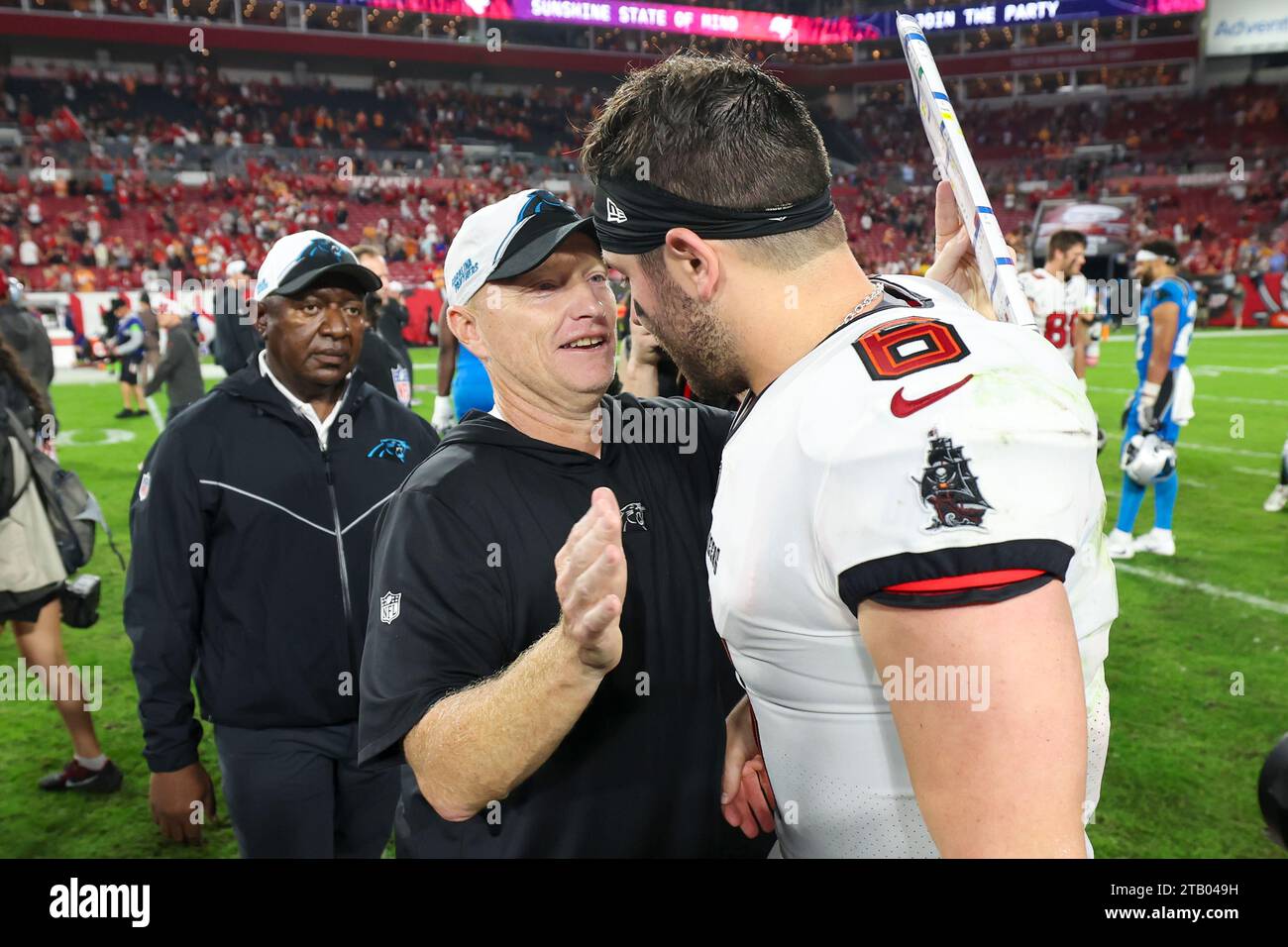 Tampa Bay Buccaneers quarterback Baker Mayfield greets Carolina ...