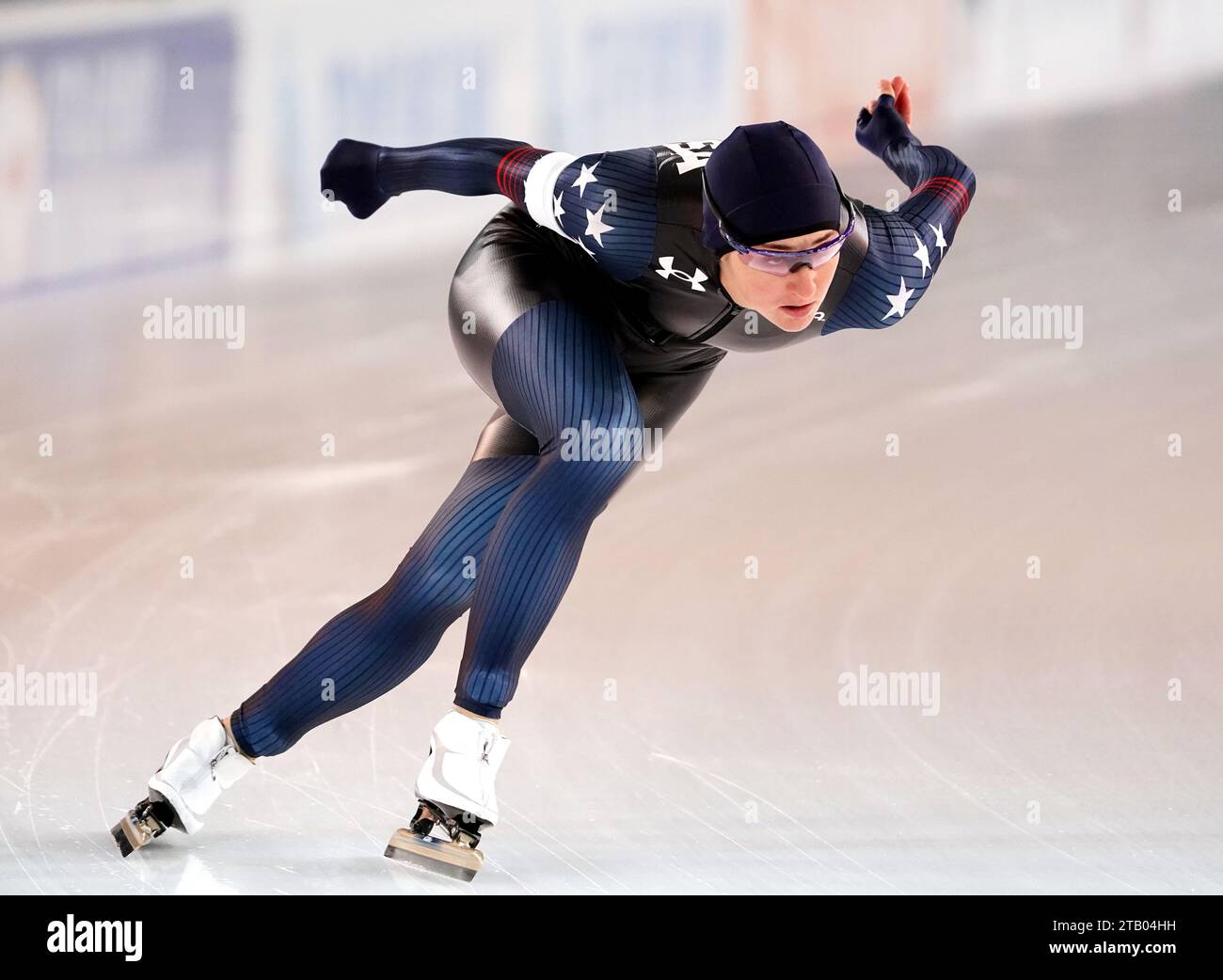 Kimi Goetz (USA) in action on 1000m during ISU World Cup Speed Skating ...