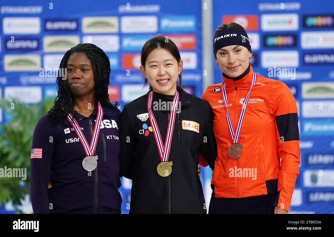 Stavanger, Norway, December 3, 2023, ceremony 500m Erin Jackson (USA ...