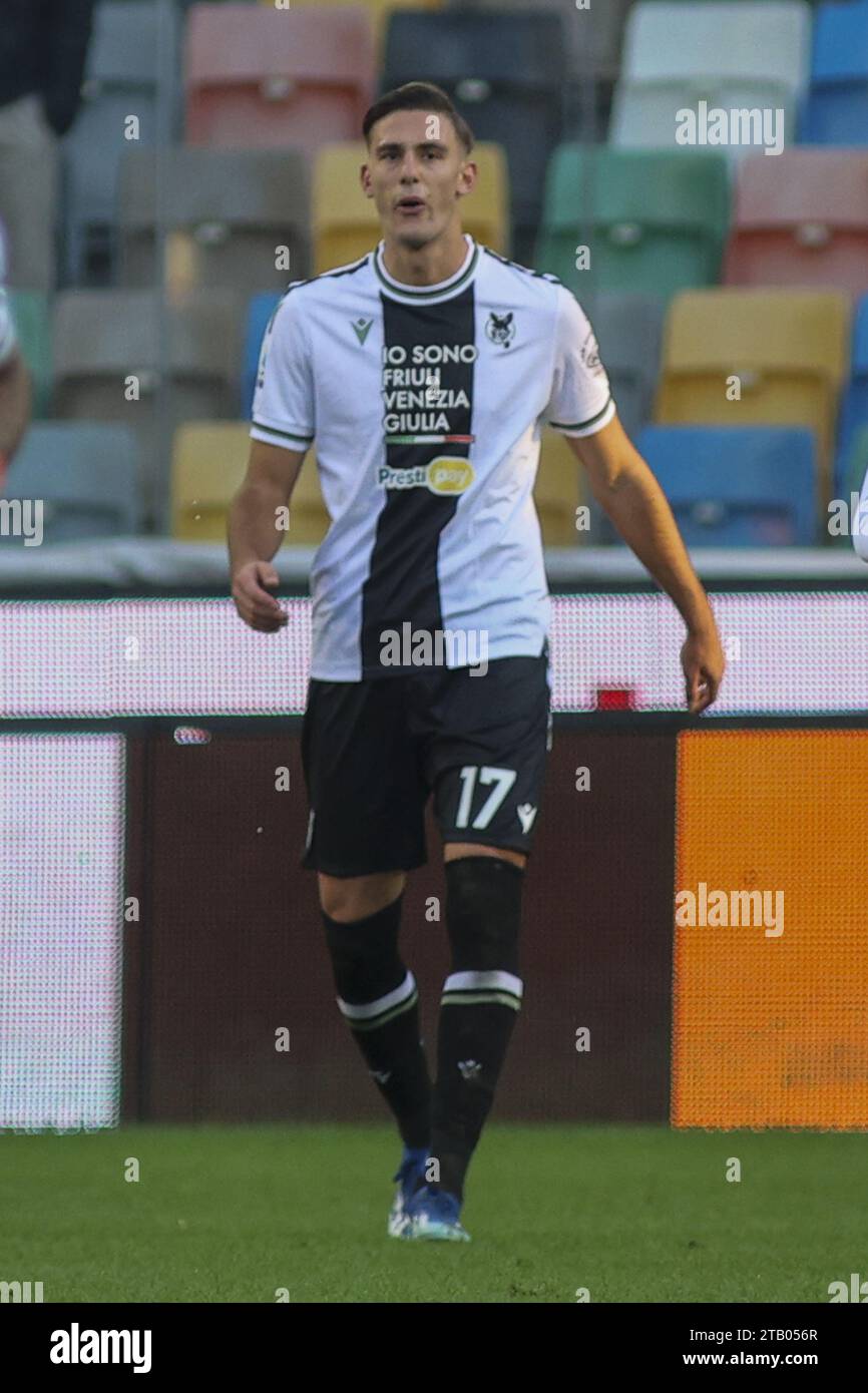 Udine, Italy. 03rd Dec, 2023. Lorenzo Lucca of Udinese FC during ...