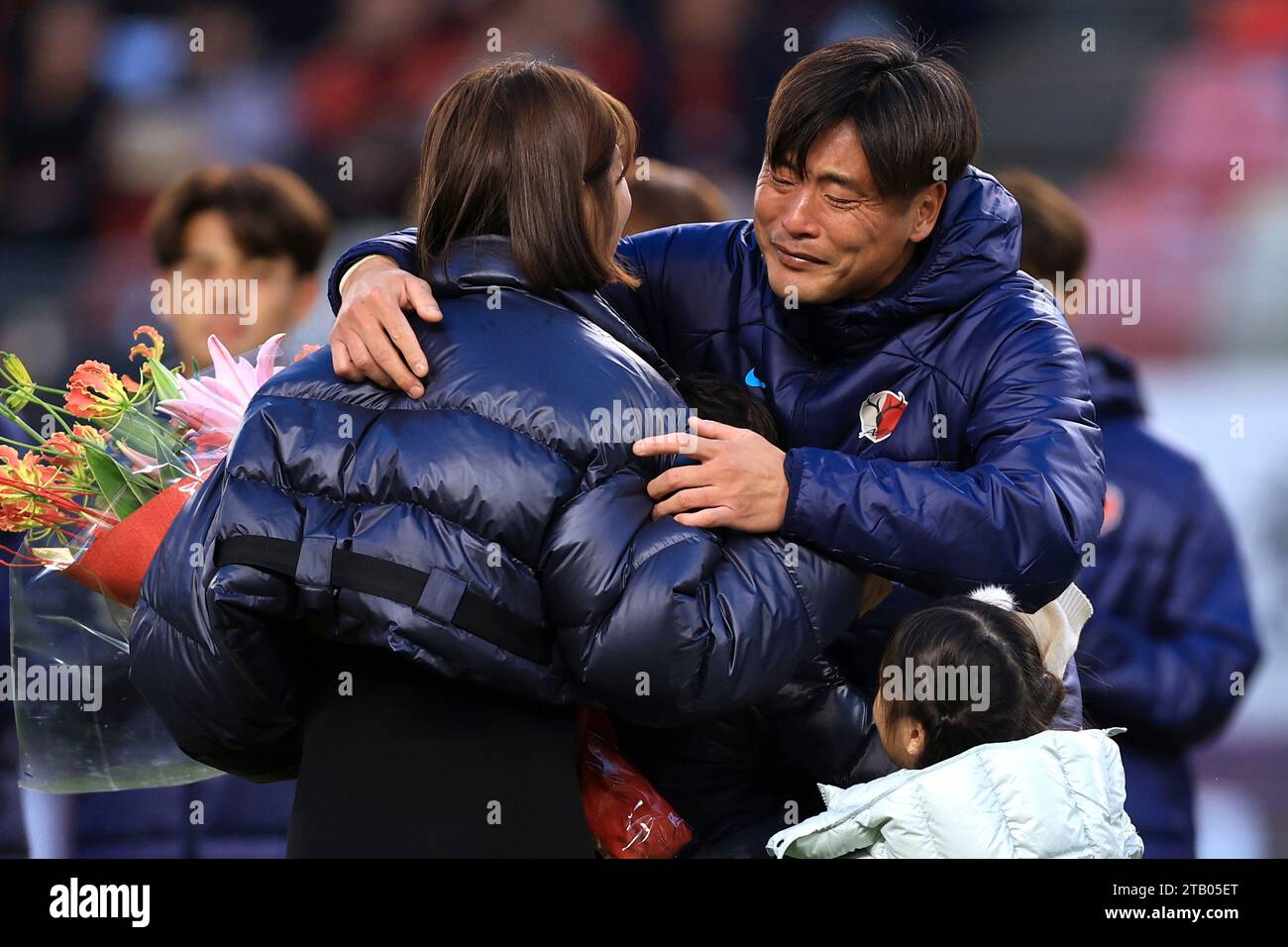 Kashima Antlers' Goal Keeper KWOUN Sun Tae is celebrated by his family ...