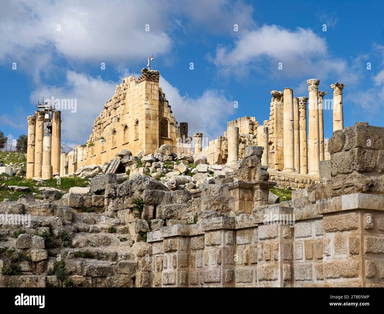 Crumbled ruins in the ancient city of Jerash, believed to have been ...