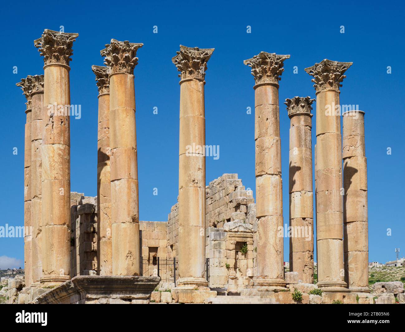 Columns in the ancient city of Jerash, believed to be founded in 331 B ...