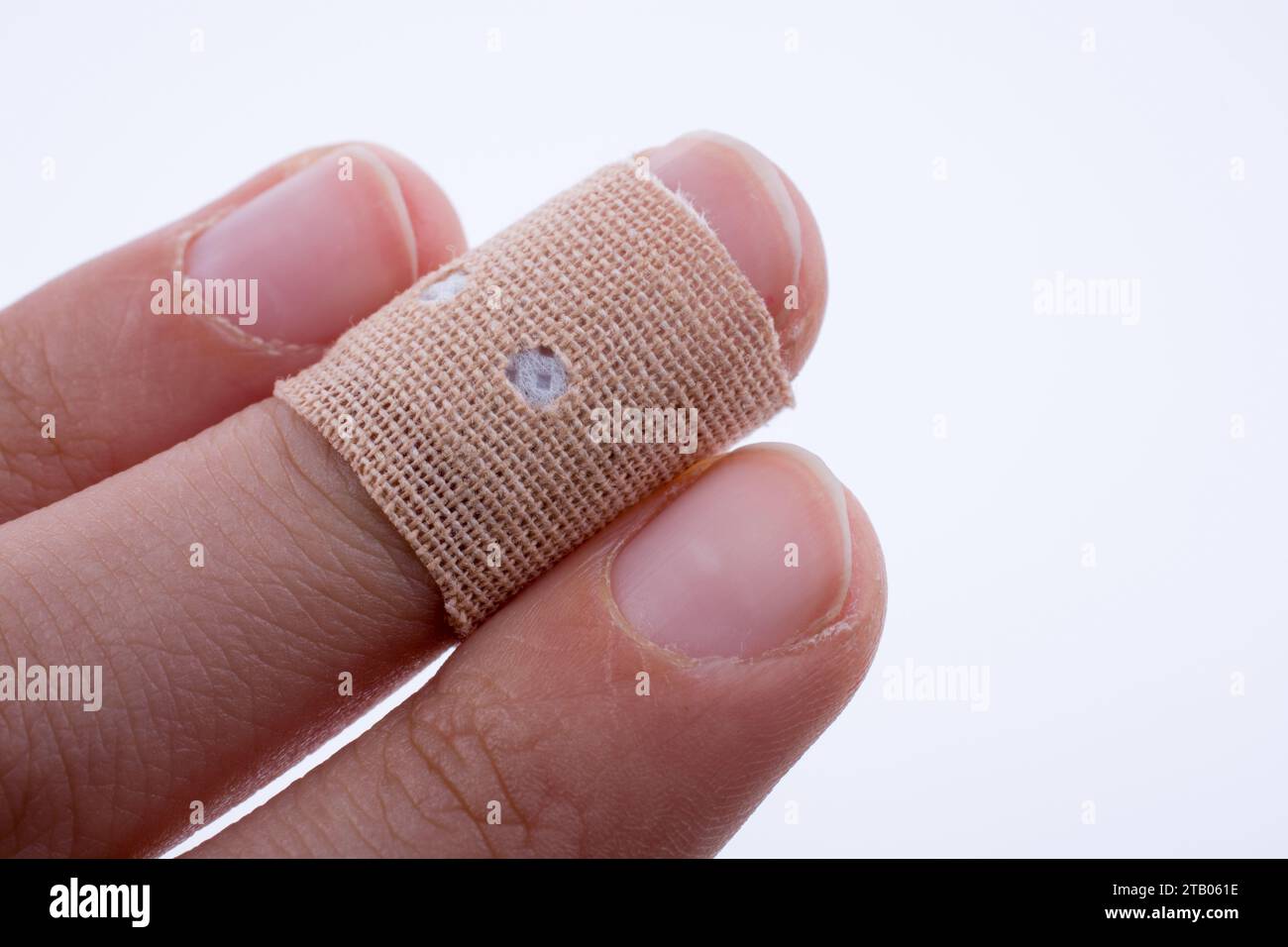 finger in white bandage on a white background Stock Photo - Alamy