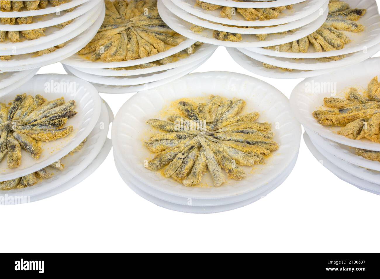 Fresh Fried Anchovy isolated on white background. Hamsi Tava in Pan ...