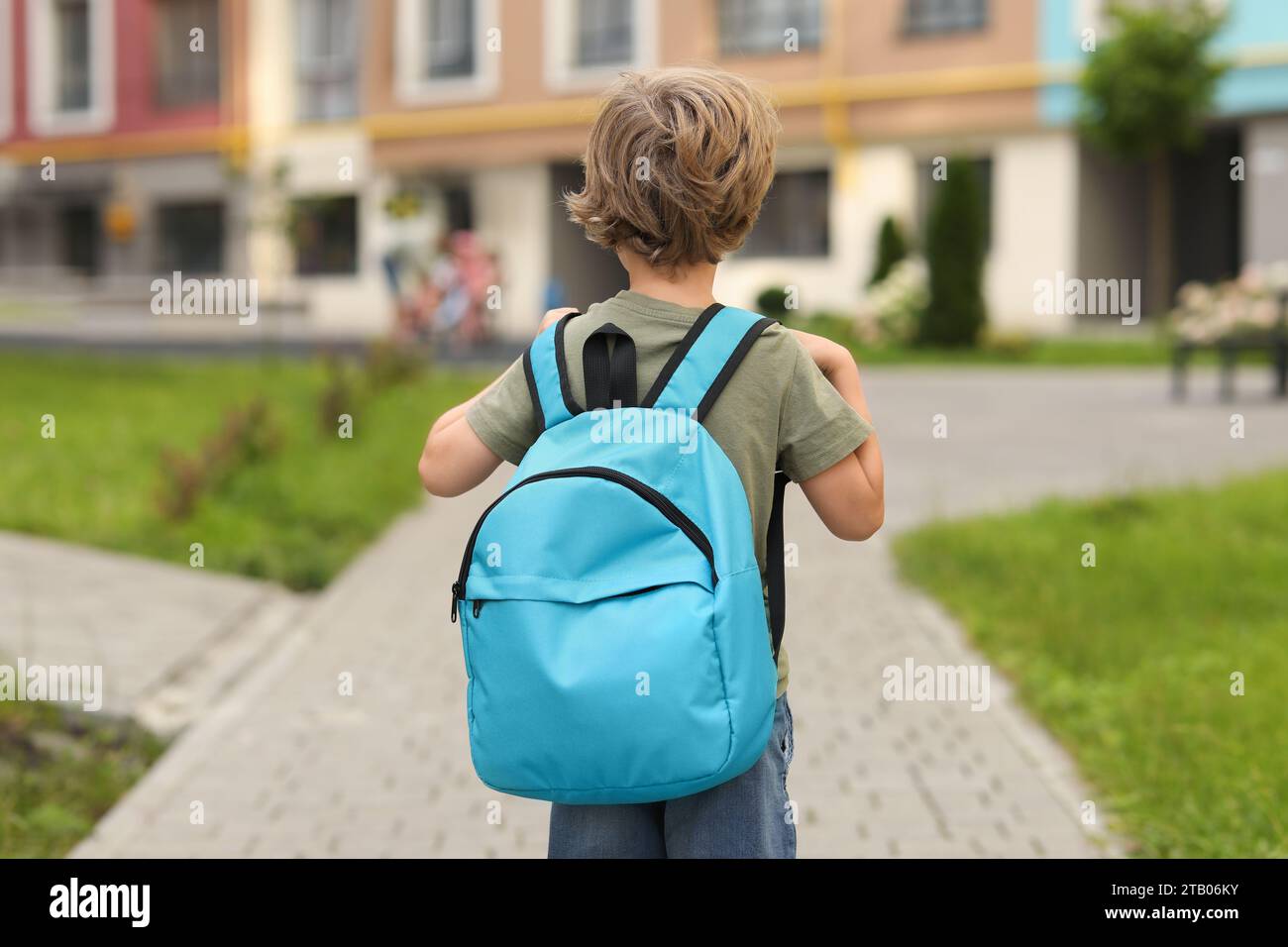 Little boy walking to kindergarten outdoors, back view Stock Photo - Alamy