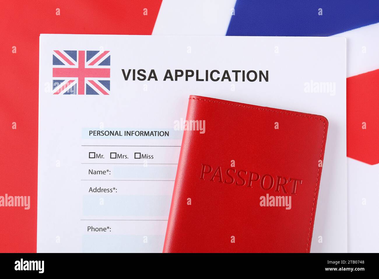 Immigration to United Kingdom. Visa application form and passport on ...